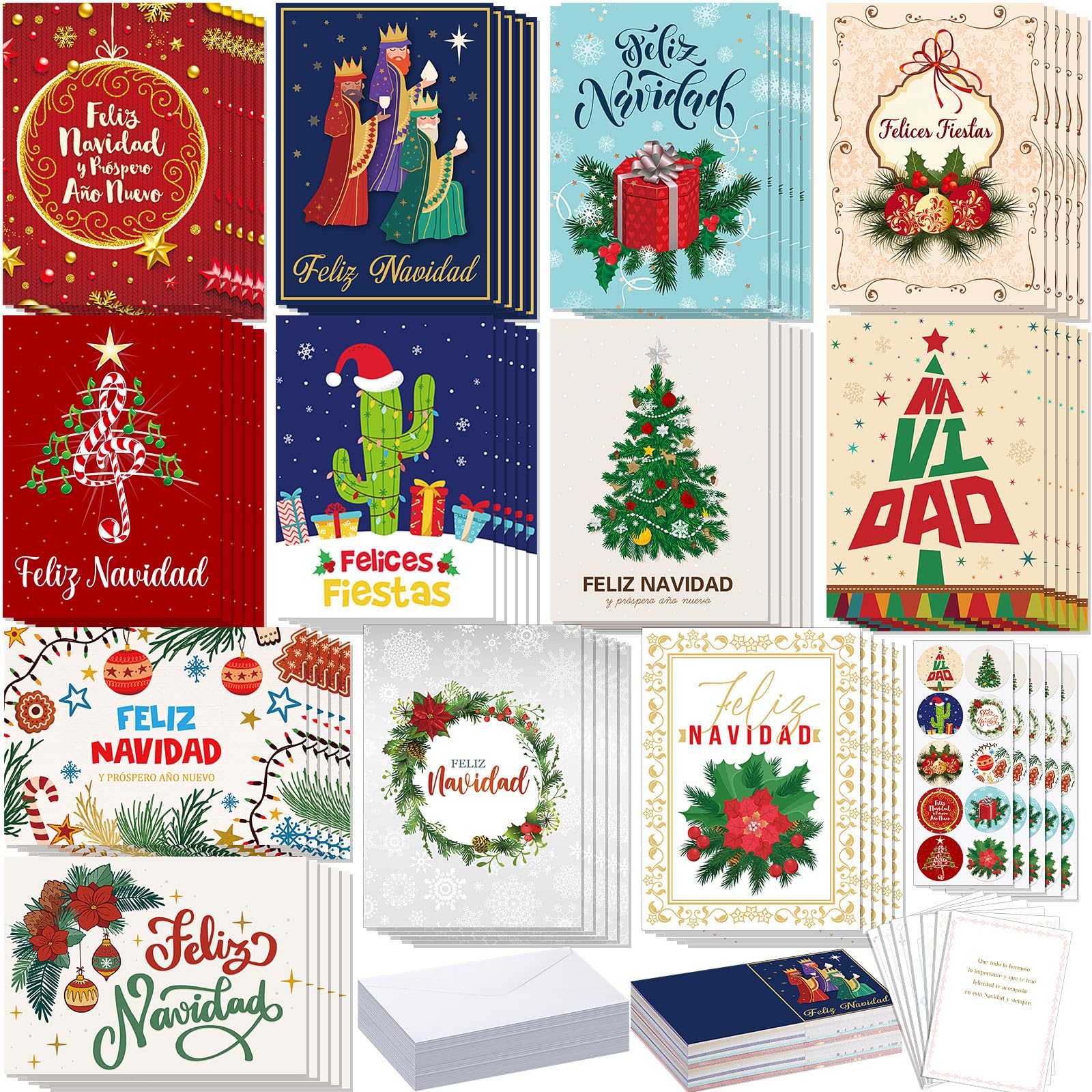 Amazon.com : Motiskyy 120 Pcs Spanish Christmas Cards with Envelopes ...