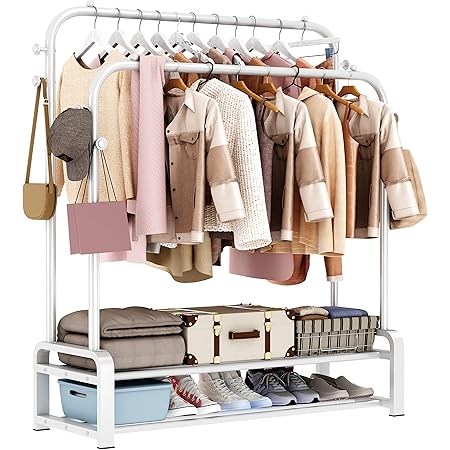 SMILOVII Heavy Duty Clothes Rail, Double Rails Garment Rack, Metal ...