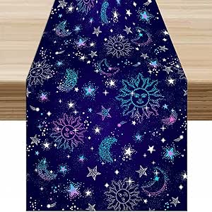 Amazon.com: Sun Moon Table Runner,Fantasy Cartoon Colorful Bohemian ...
