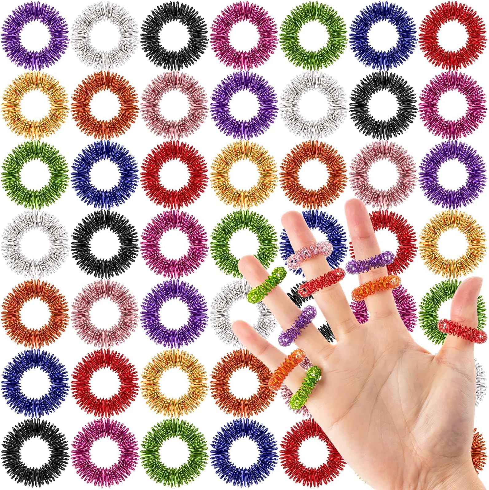 Amazon.com: KVCSYAW 100 PCS Spiky Sensory Finger Rings, Acupressure ...