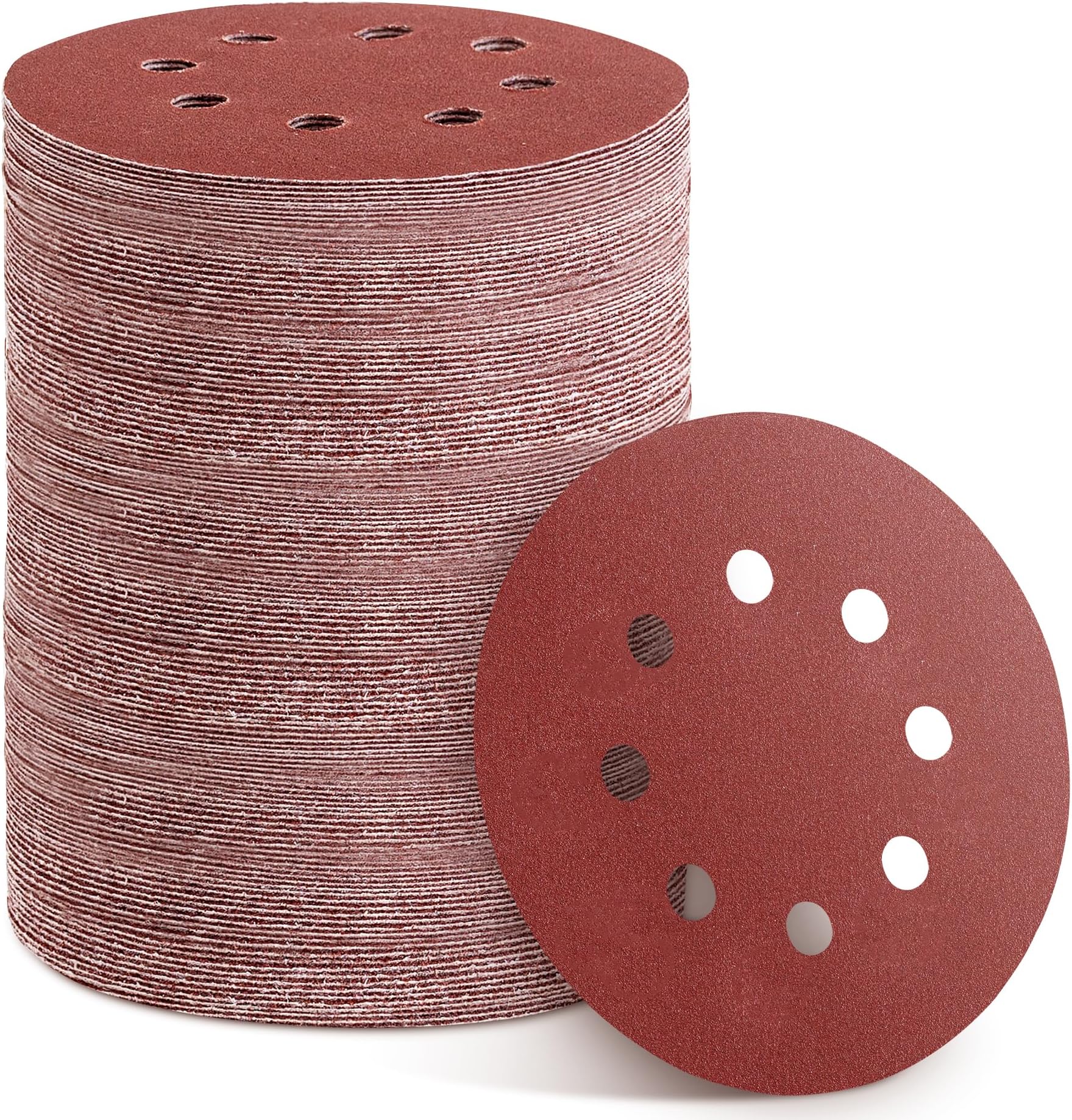 VEVOR 150 PCS 5 Inch Sanding Discs Set, 8-Hole Round Hook and Loop ...