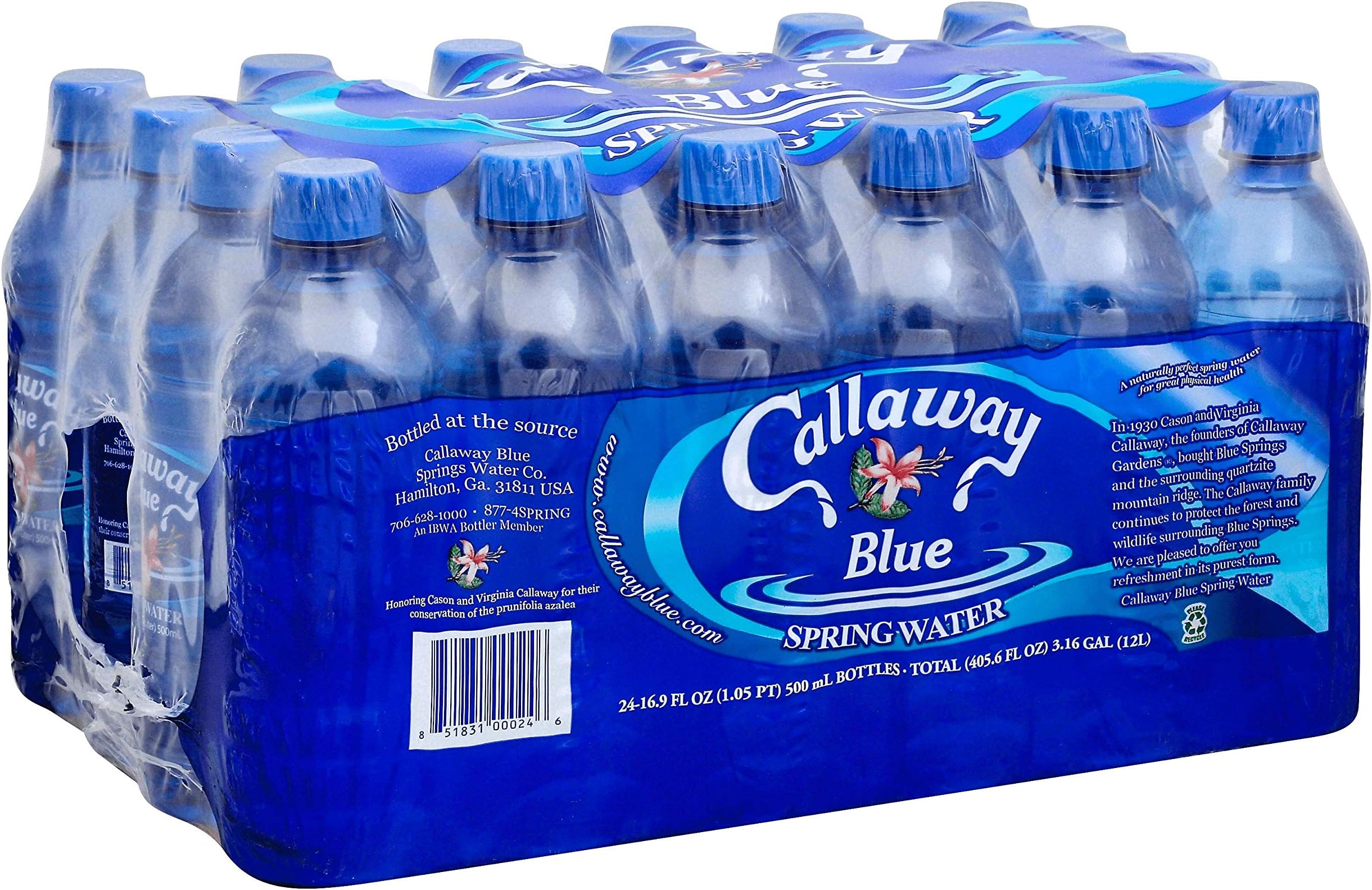 Amazon.com: CALLAWAY BLUE Spring Water, 0.5 Liter (Pack of 24 ...