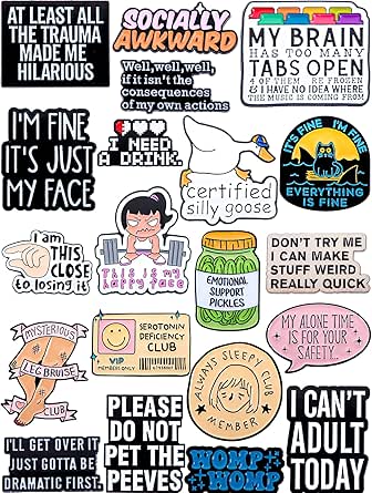 Anjulery Mental Health Humor Enamel Pins Set – Funny & Relatable Pins ...