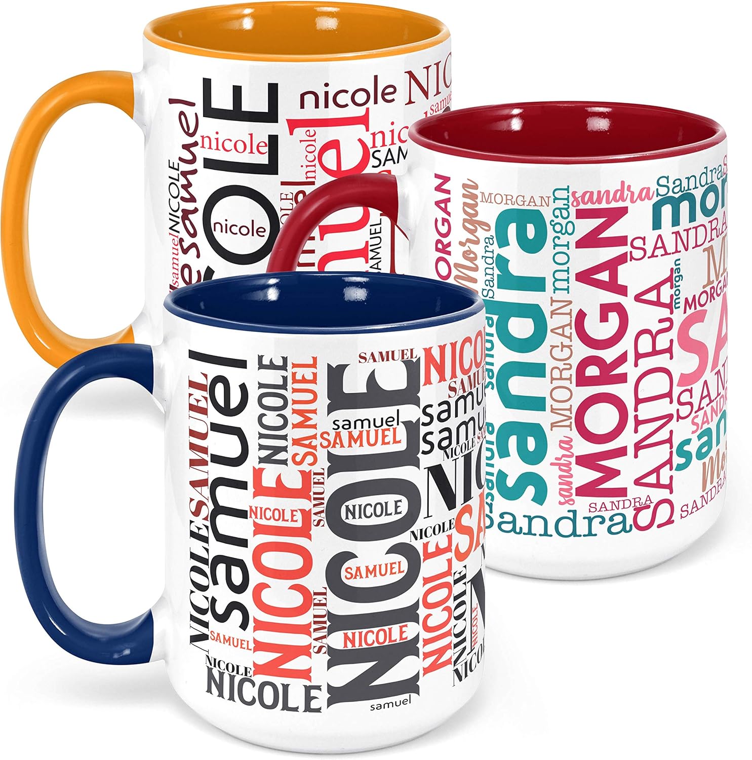 Amazon.com: Personalized Coffee Mugs w/Word Cloud Art, 12 Colors & 9 ...