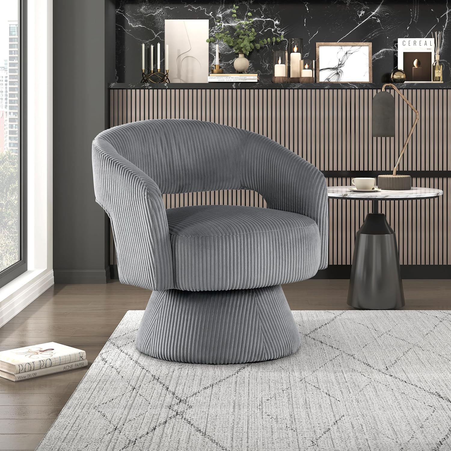 Amazon.com: Lexicon 360 Degree Swivel Accent Chair, Modern Comfy ...