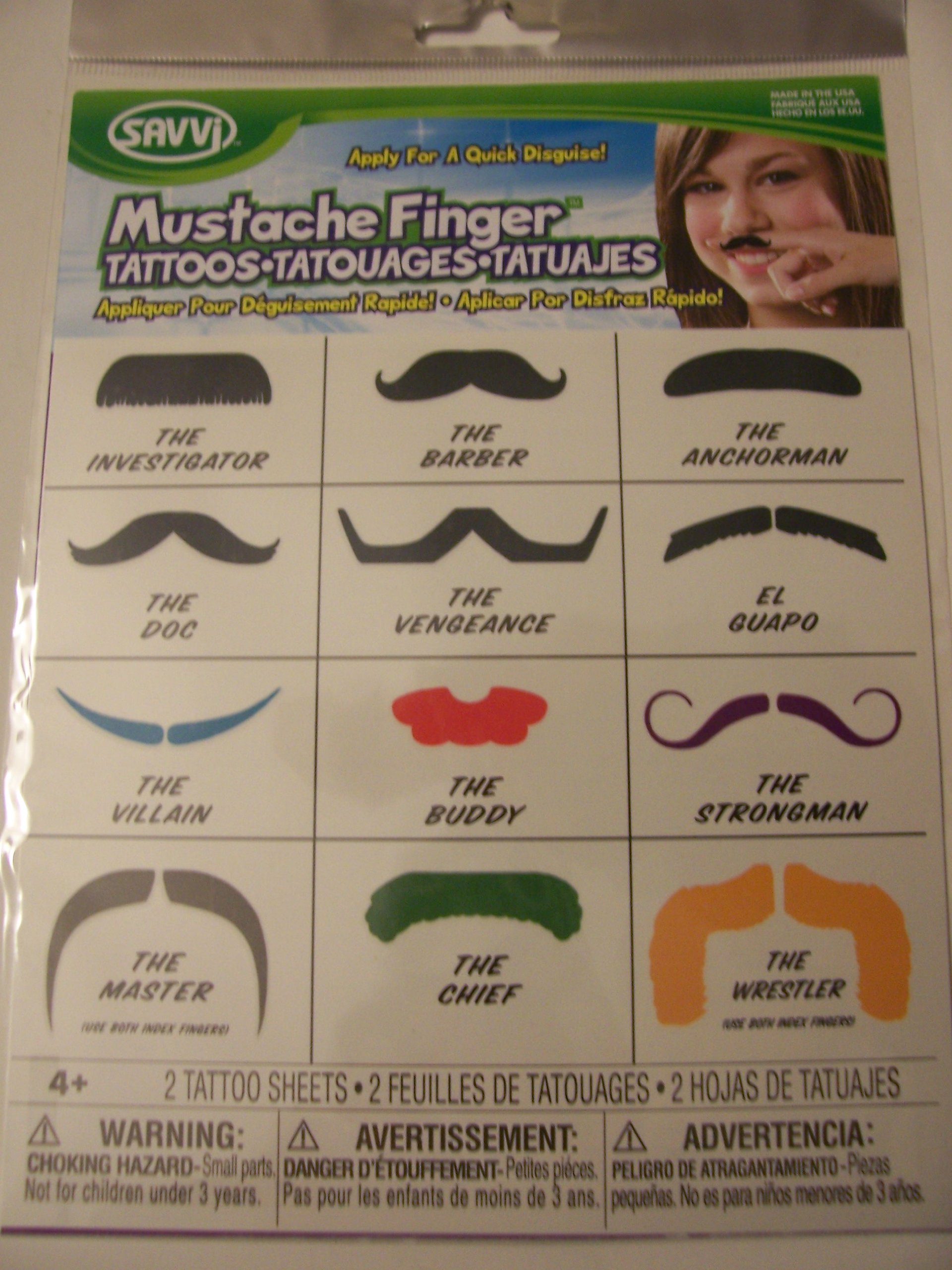 Temporary Finger Mustache Tattoos