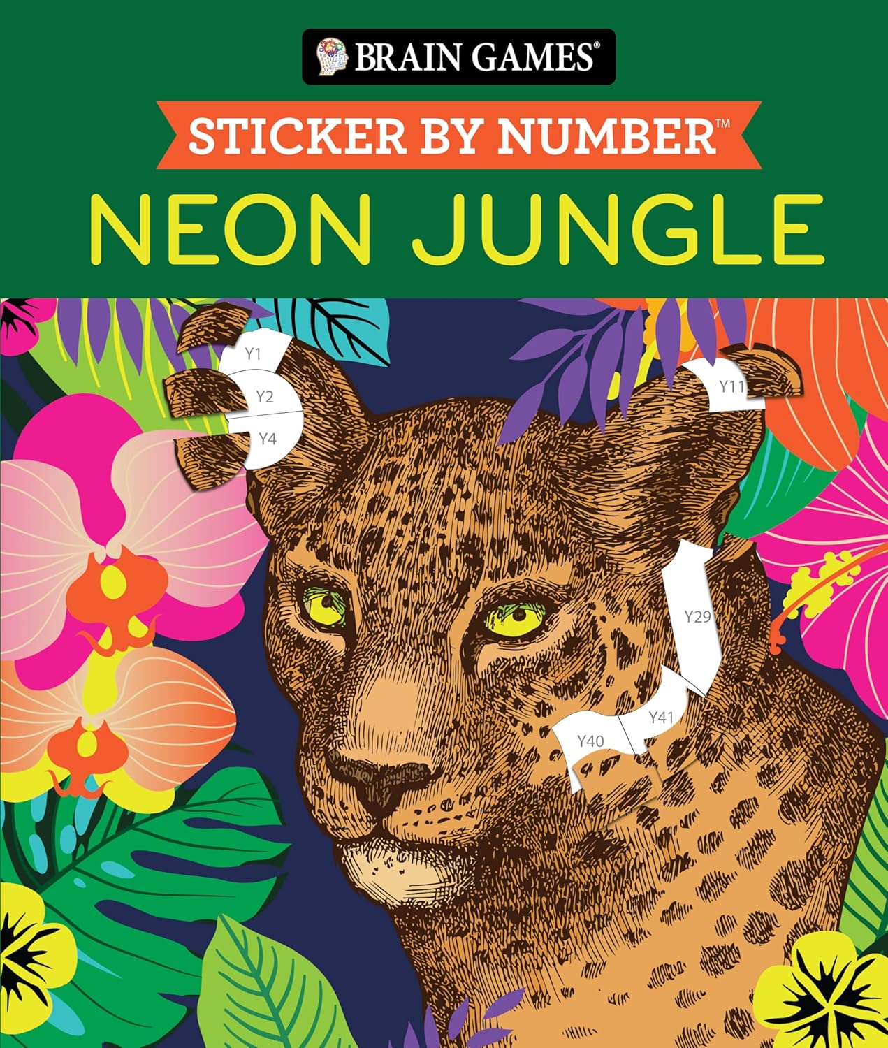 Brain Games - Sticker by Number: Neon Jungle (28 Images to Sticker ...