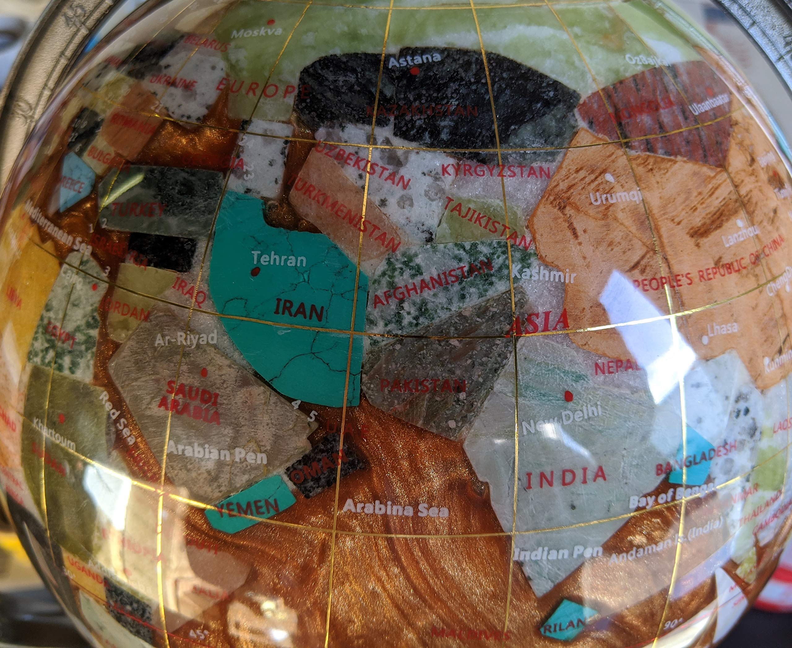 Buy Unique Art Since 1996 14" Tall Amber Pearl Gold Stand Gem Gemstone ...