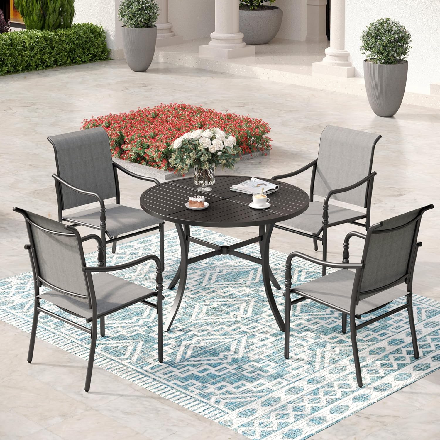 Amazon.com: SUNSHINE VALLEY 5 Pieces Patio Dining Sets,4 Special ...