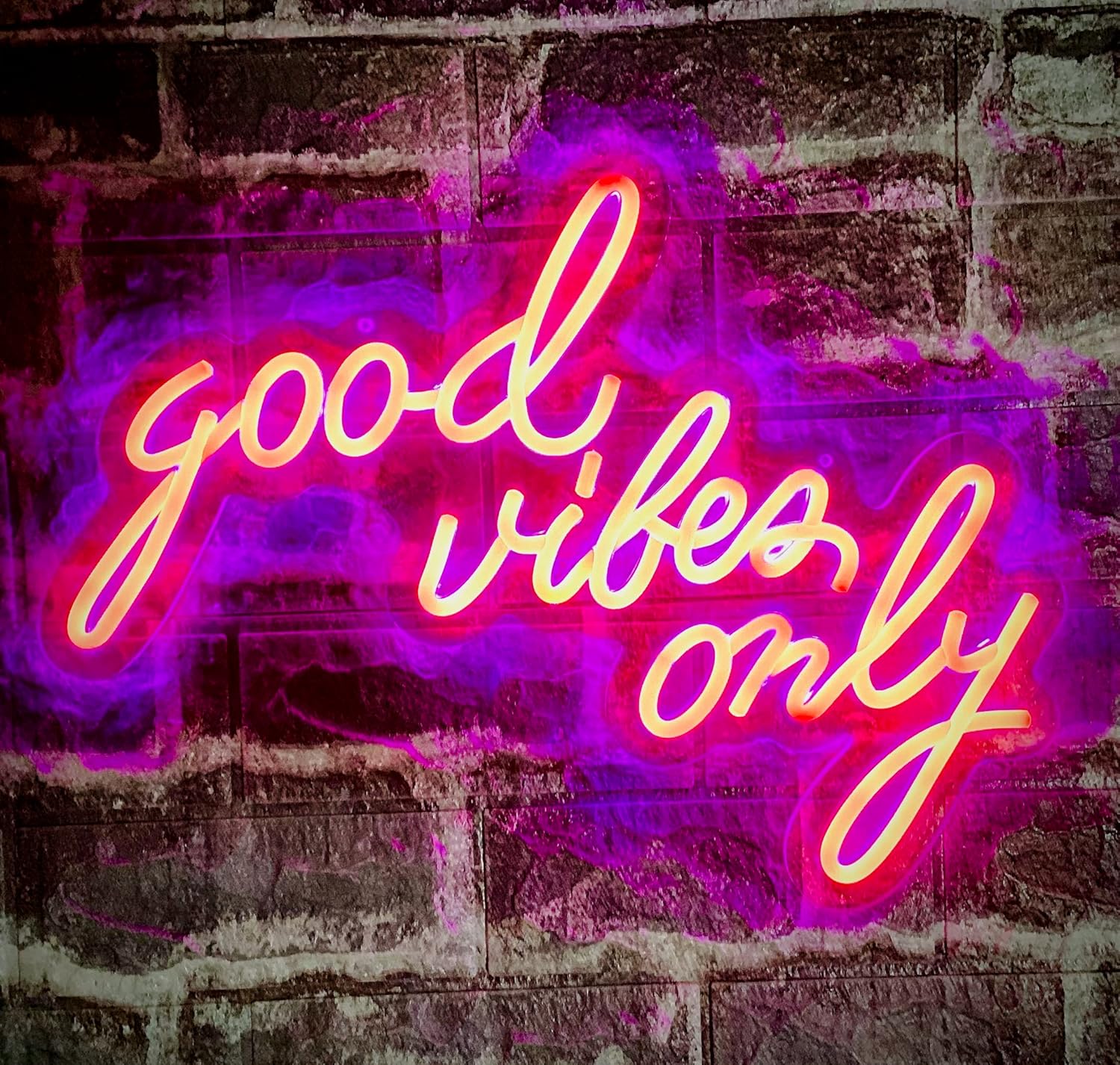MOUOGO Good Vibes Only Neon Sign Neon Signa Vibe Light Bedroom Sign For ...
