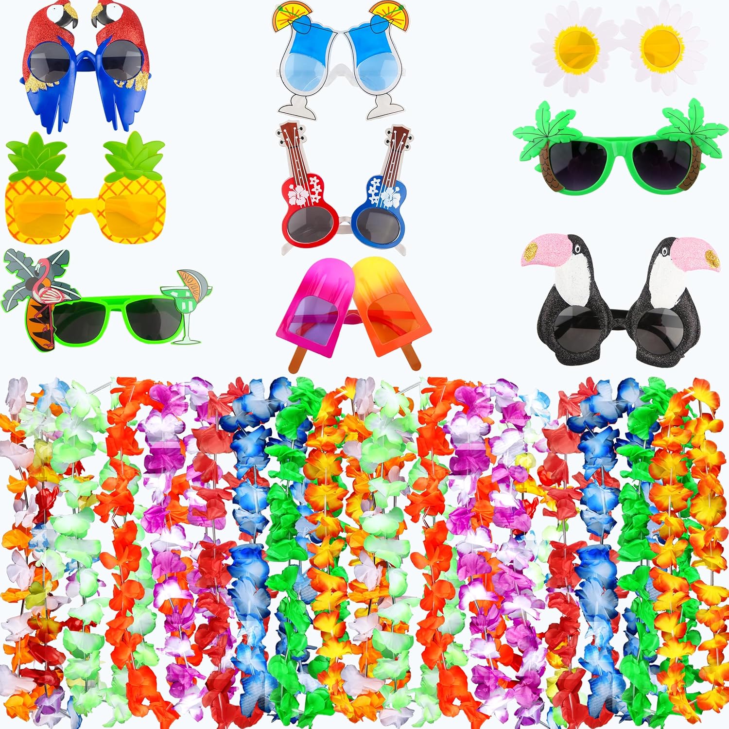 Amazon.com: Cagemoga 30 Pcs Hawaiian Party Favors include 10 Pairs Luau ...