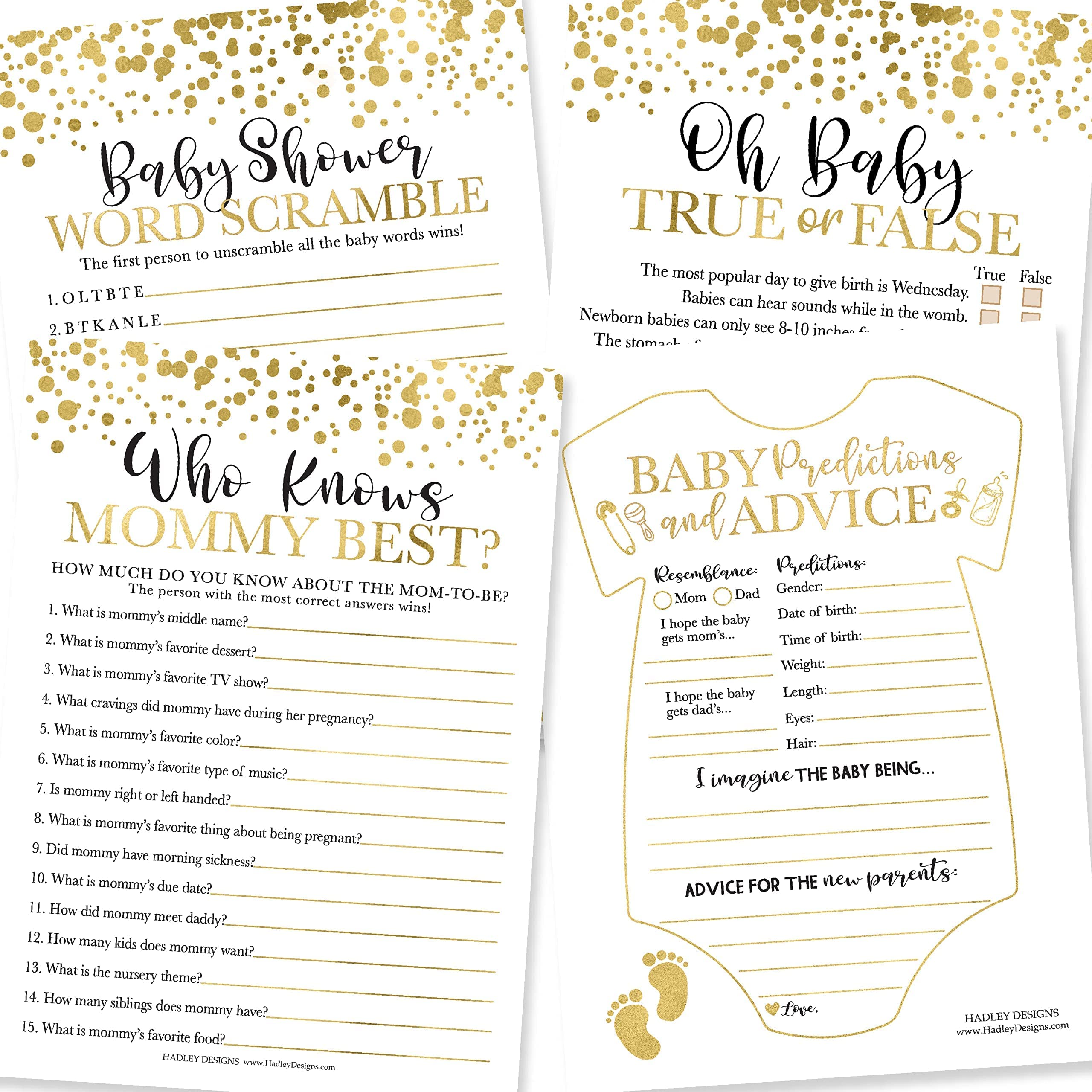 Buy 25 Gold Who Knows Mommy Best, Baby Prediction And Advice Cards, 25 ...