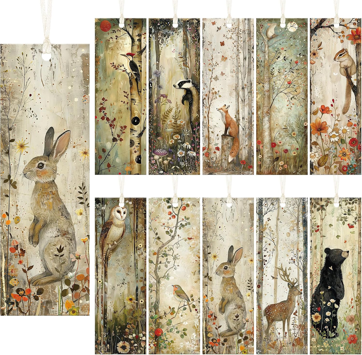 Amazon.com: Zaamwoyy Forest Animals Bookmarks, 100 Pcs Double-Sided ...