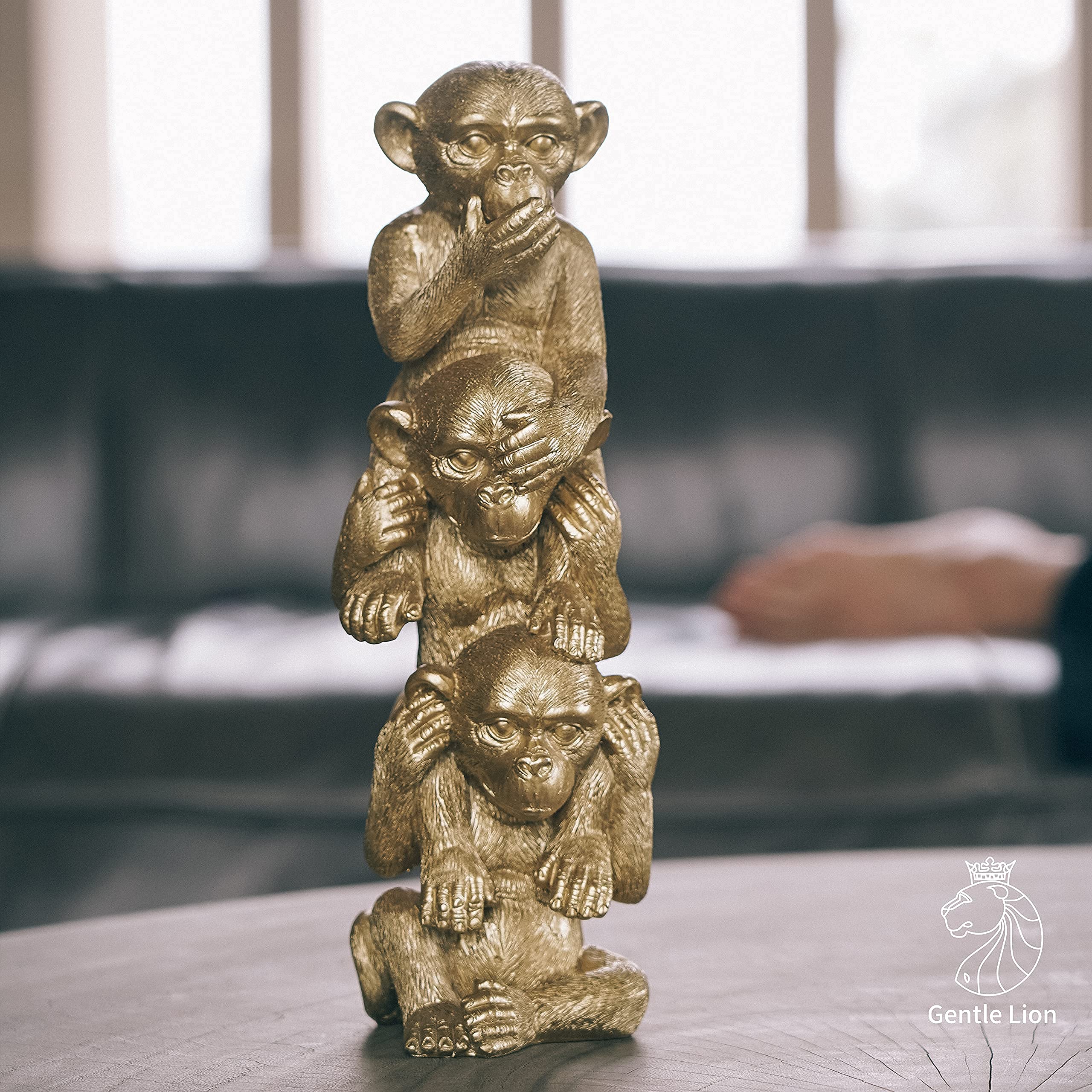 Golden Monkey Statue Four Golden Wise Monkey Ornaments Set Of Four