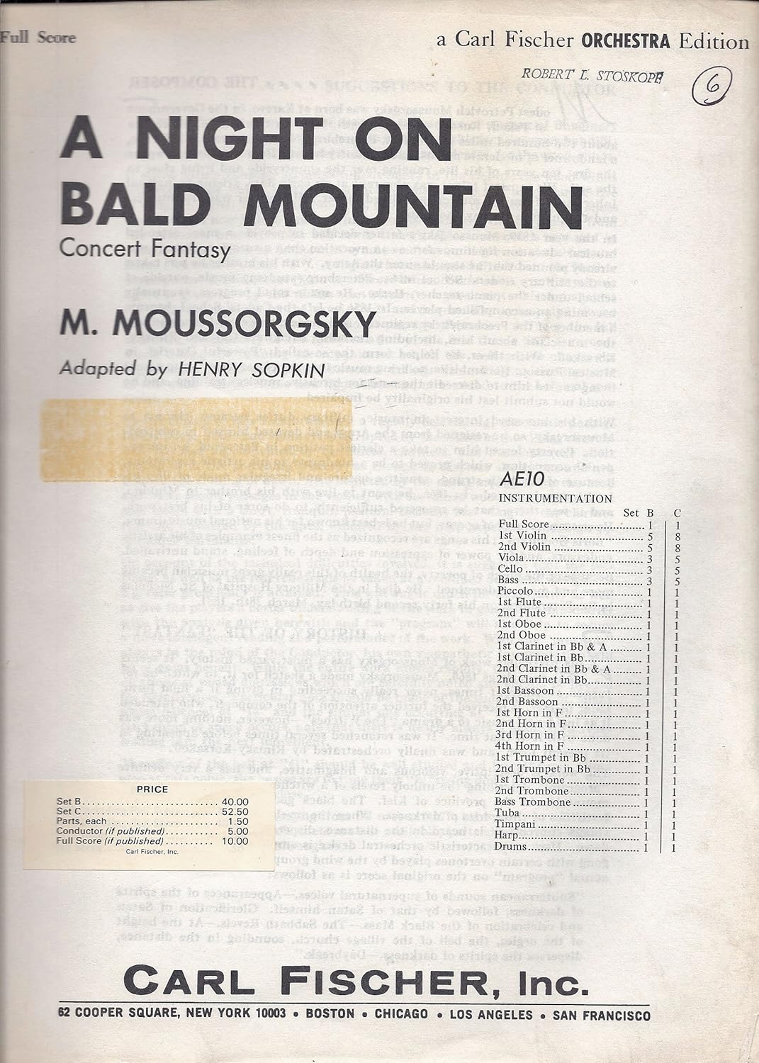 A Night on Bald Mountain (Concert Fantasy) - Score Only: Amazon.com: Books