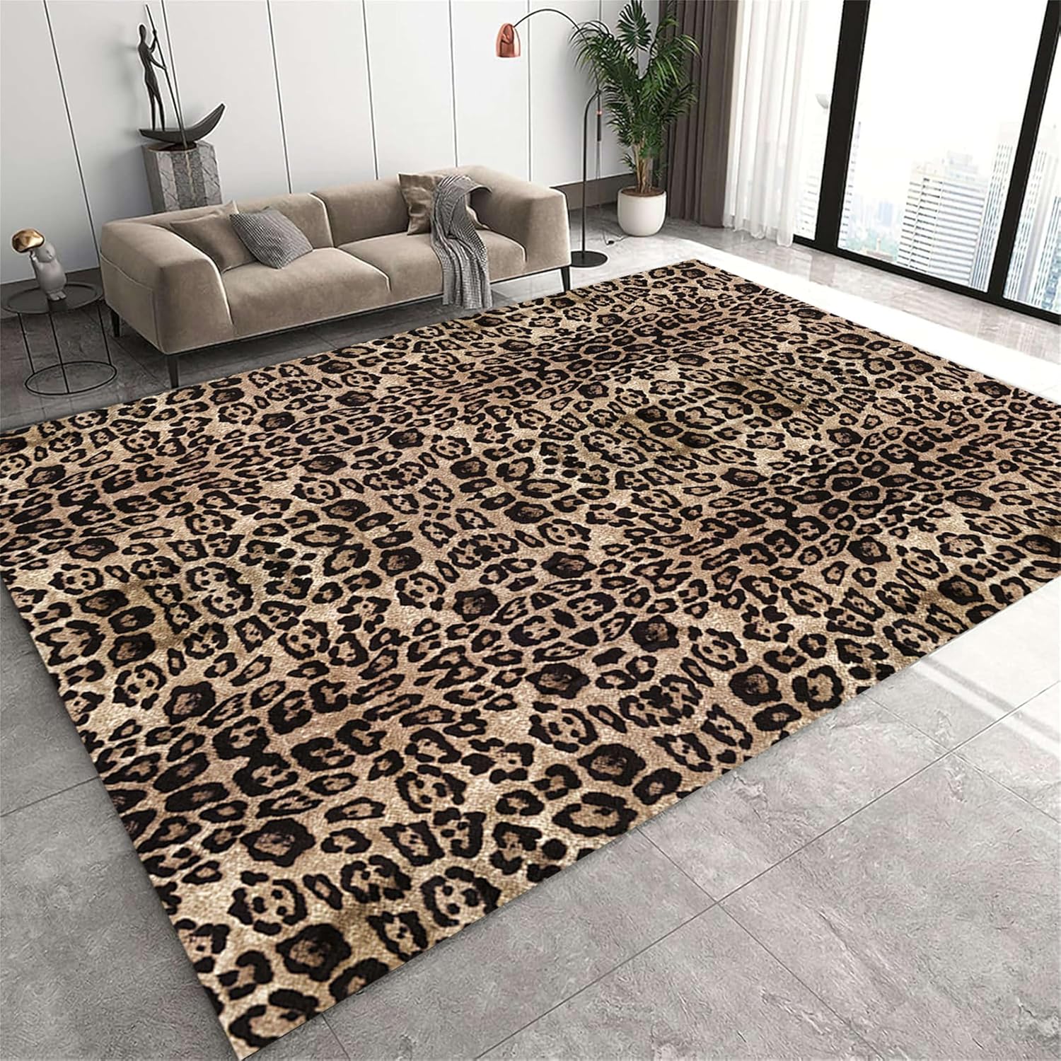 Amazon.com: Cheetah Print Rugs for Bedroom，5x7 Brown，Washable Low-Pile ...