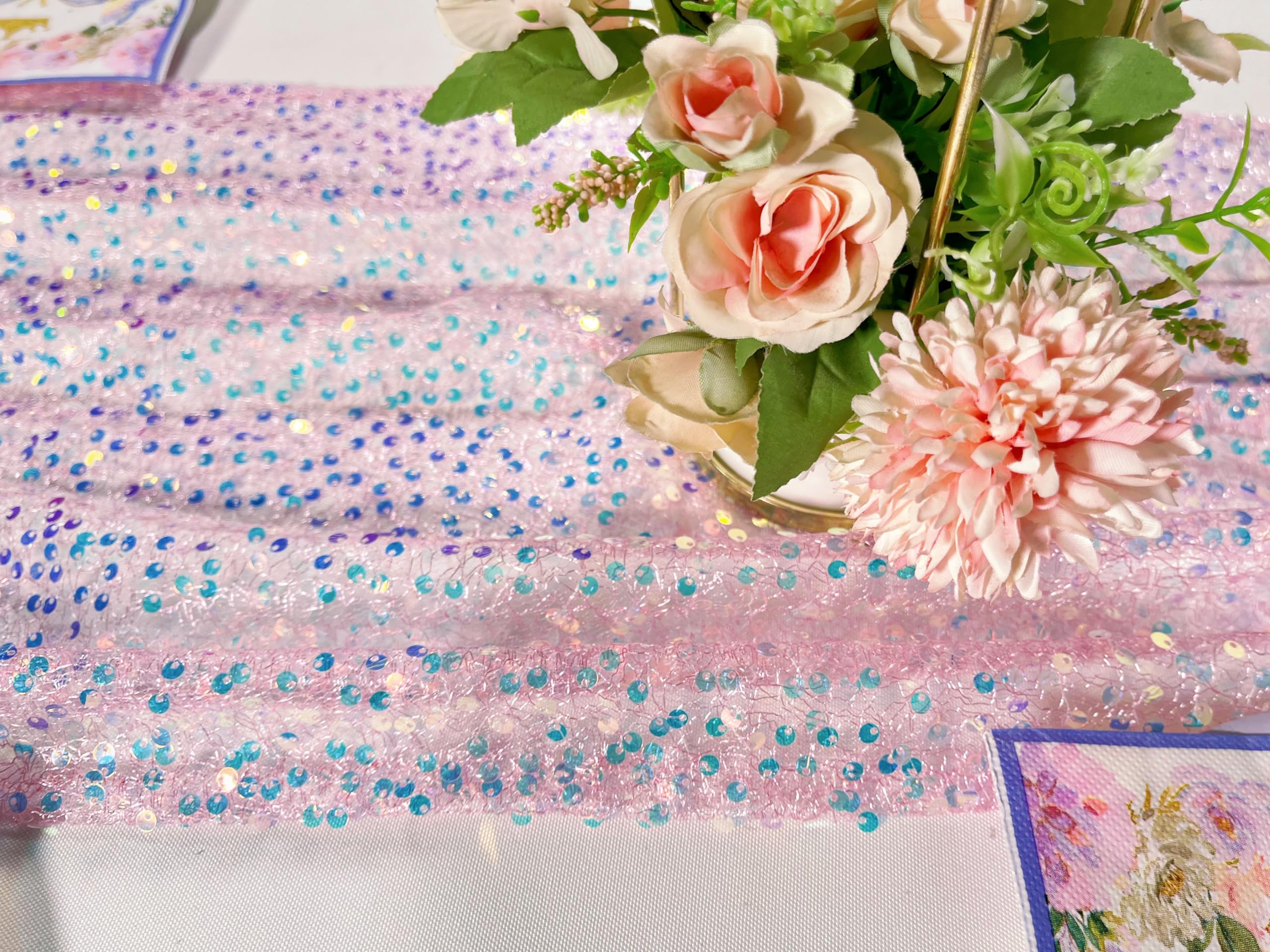 Snapklik.com : Iridescent Pink Sequin Table Runners 6 Packs 10ft ...