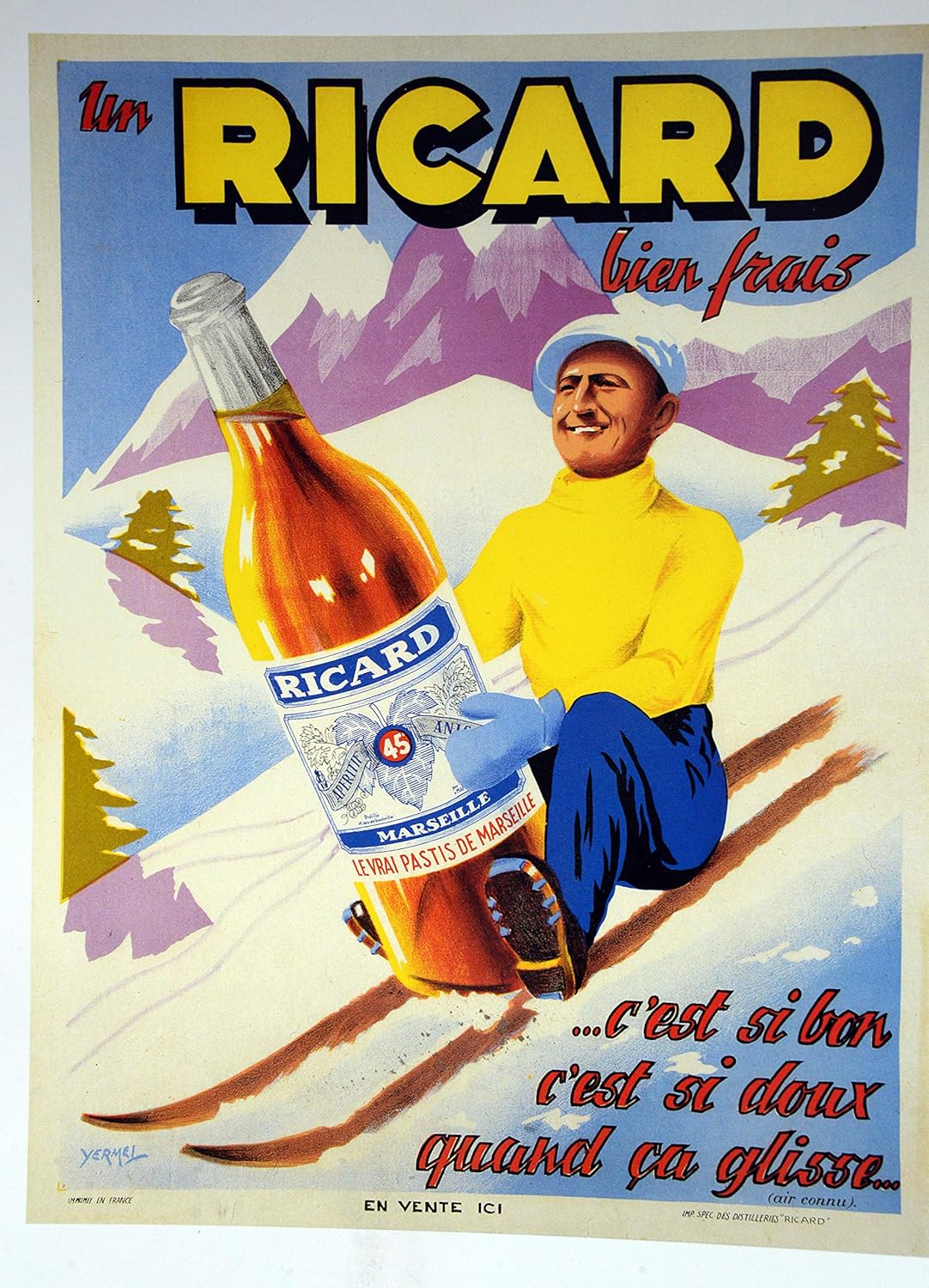 générique Ricard Ski Reproduction Affiche Poster - Format 50X70 cm ...