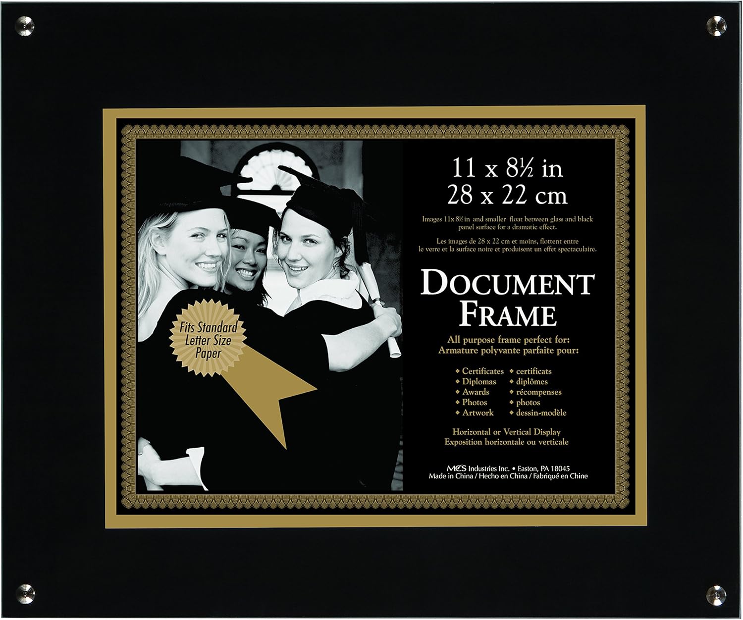 Amazon.com - MCS 8.5x11 Inch Onyx Float Certificate Frame (21219 ...