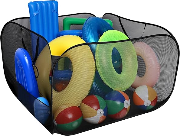 Amazon.com : Adnee Pool Toy Storage Bin-47'' x 47'' x 31'' Nylon Mesh ...