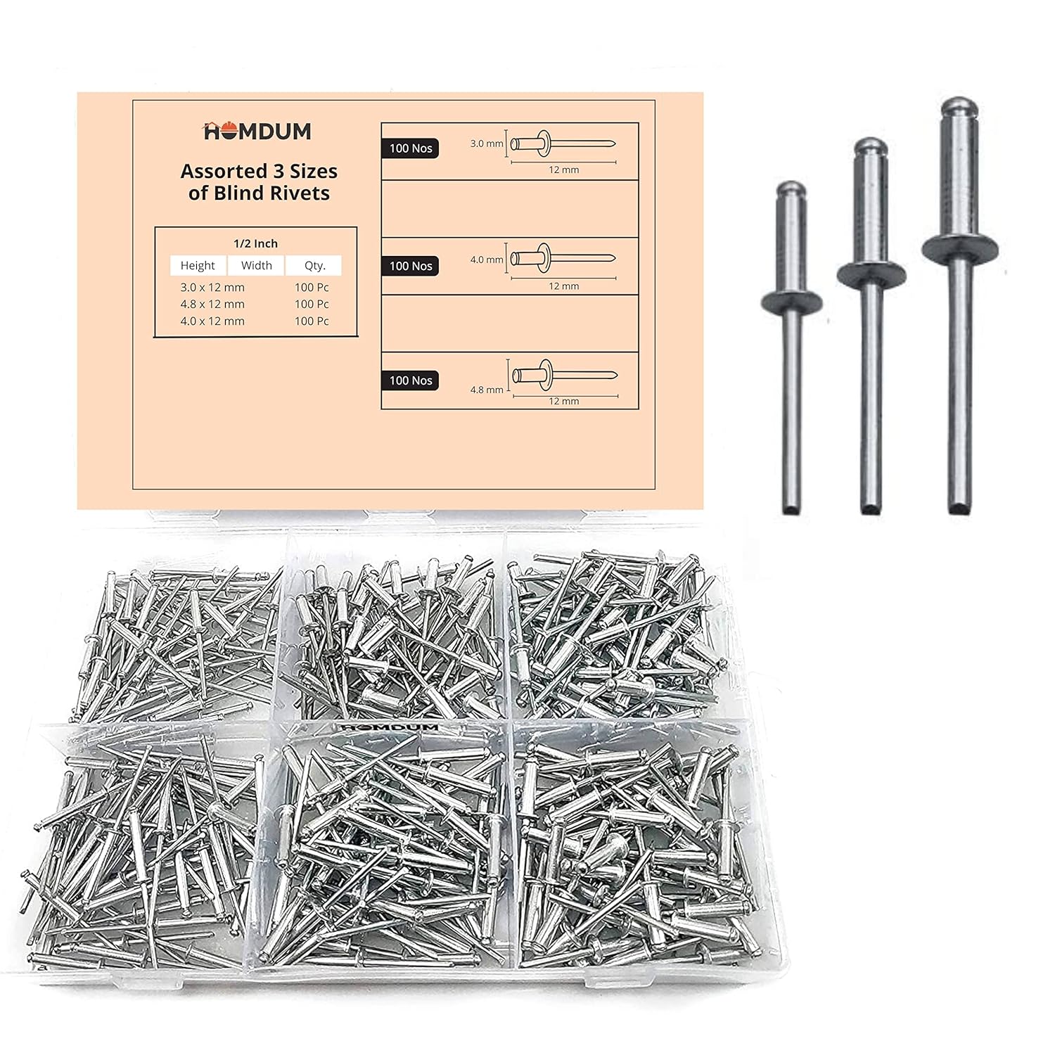 Homdum Aluminium Blind Rivet - Metal POP Rivets for Riveting Gun ...