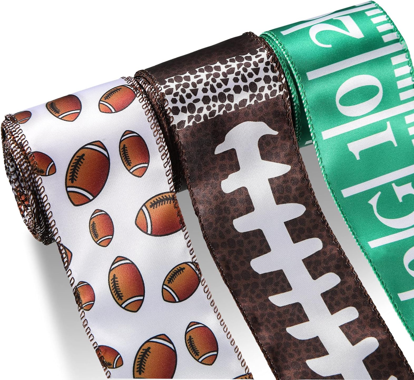 Amazon.com: 3 Rolls Football Wired Ribbon, 10 Yards Football Printed ...