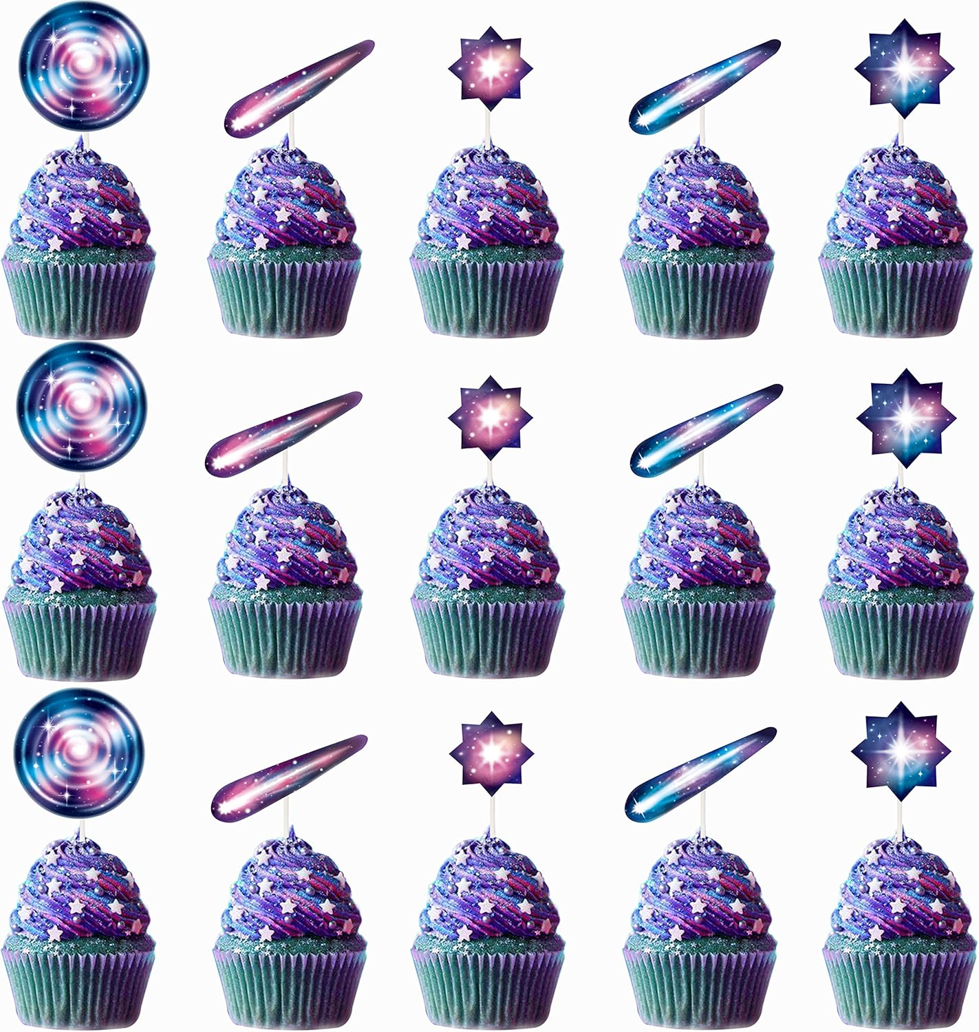 Amazon.com: Decor365 Twinkle Little Star Cupcake Topper Space Galaxy ...