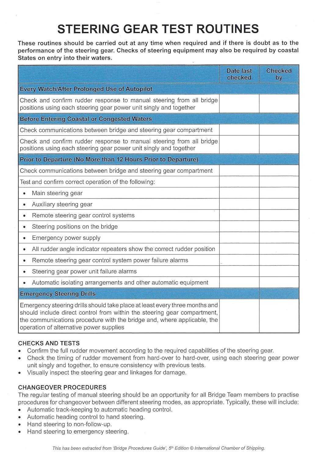 Steering Gear: Test Routines and Check Lists, 2016 Edition: Witherby ...
