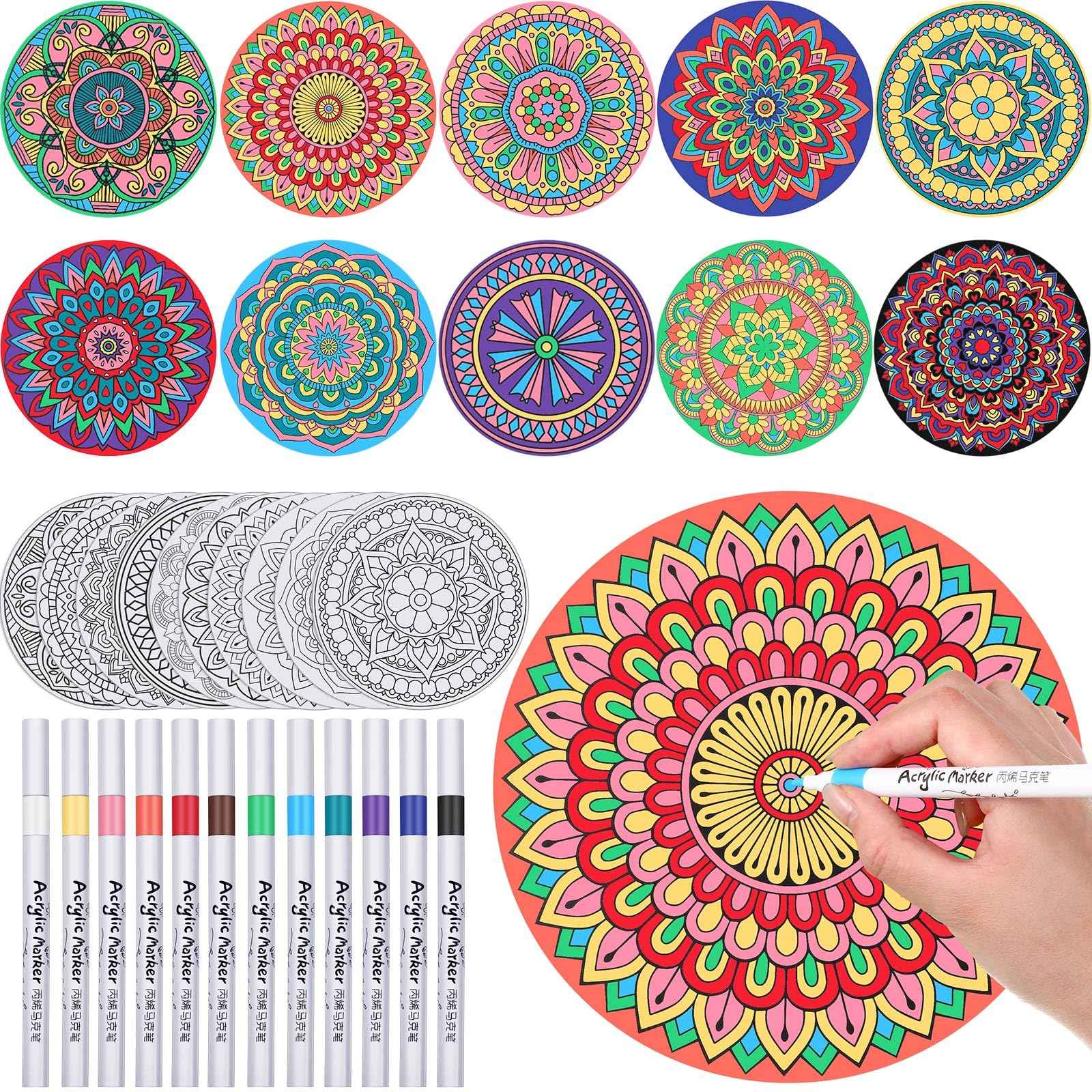 Amazon.com: Humyoun 62 Pieces Mandala Painting Kits for Adults Mandalas ...