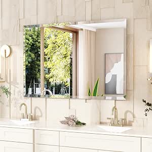 Amazon.com: VocalStar Frameless Bathroom Mirror, 55" x 36" Rectangle ...