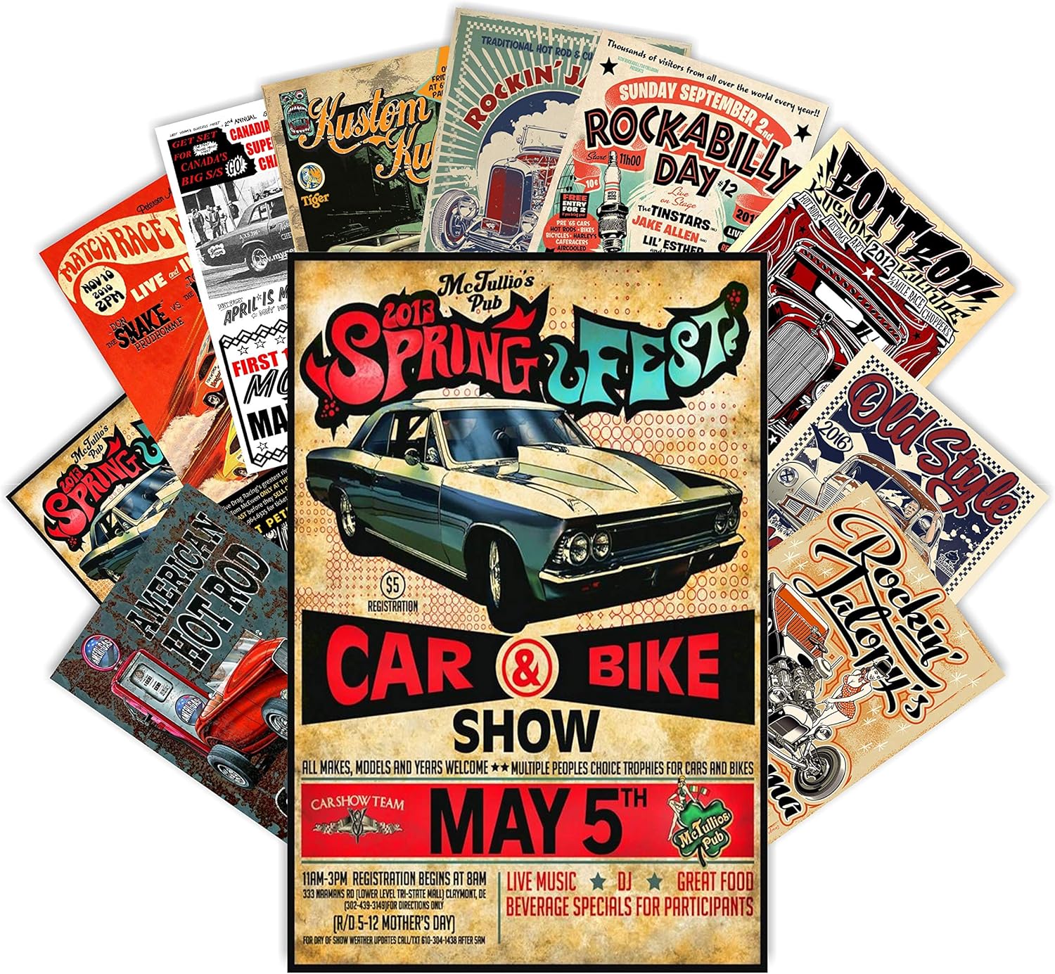 Buy HK Studio Vintage Car Posters Decal - Bigger Size than Wall Collage ...