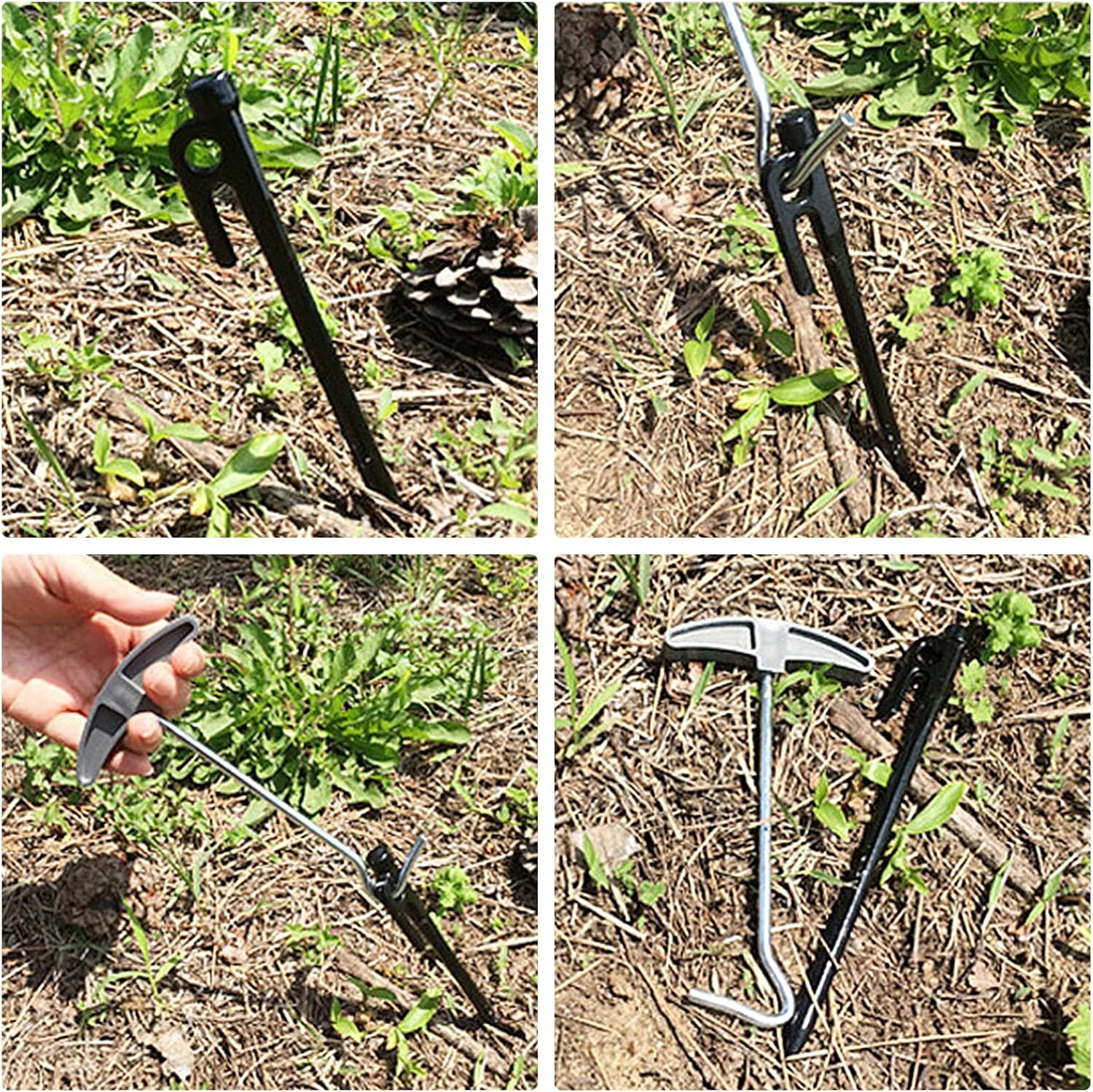 LUOCAI 2 Pieces Tent Peg Ground Hook Pullers Extractor Remover Heavy ...