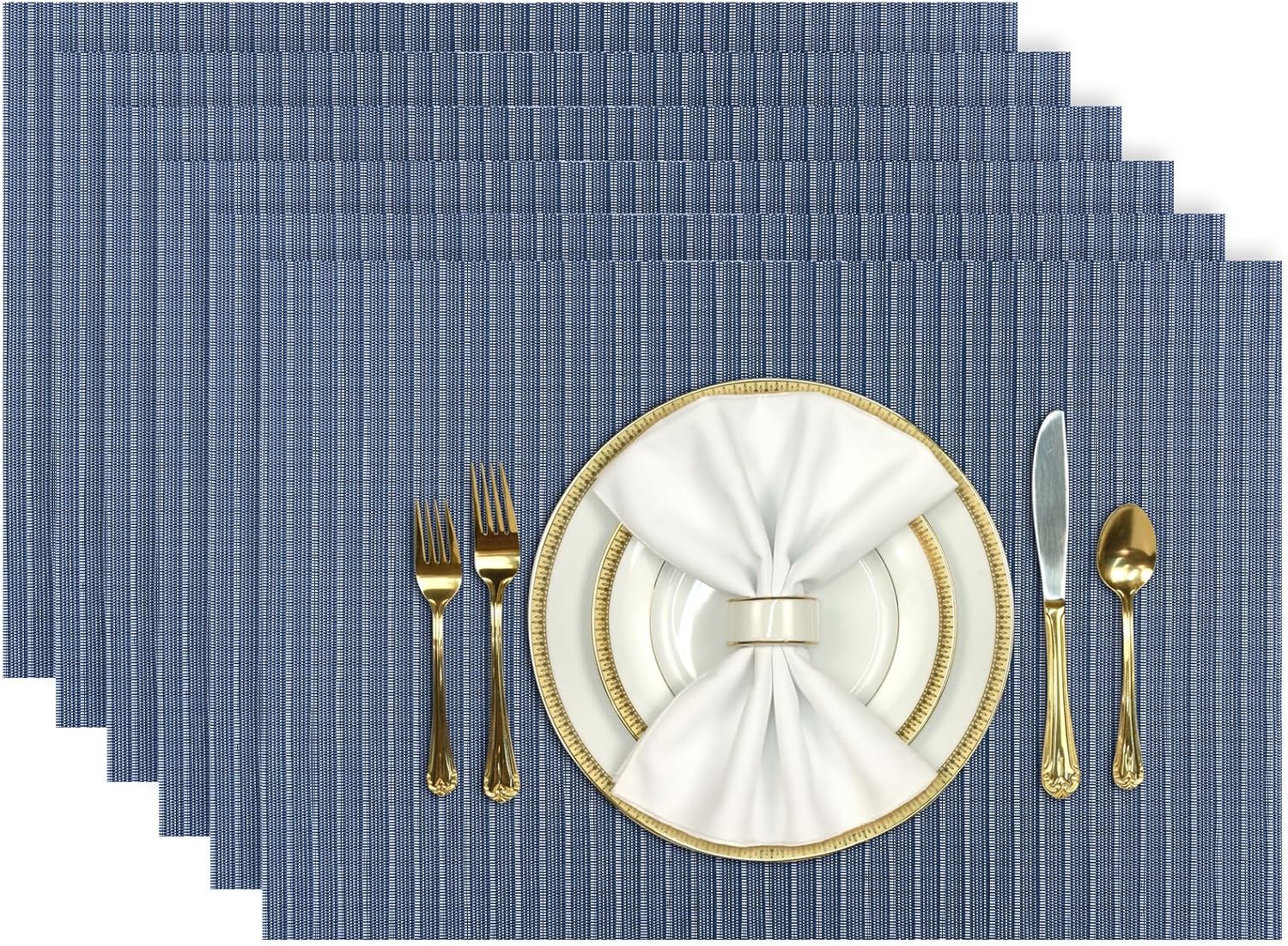 Amazon.com: Aofmee Navy Blue Placemats Set of 6, Heat Resistant Place ...