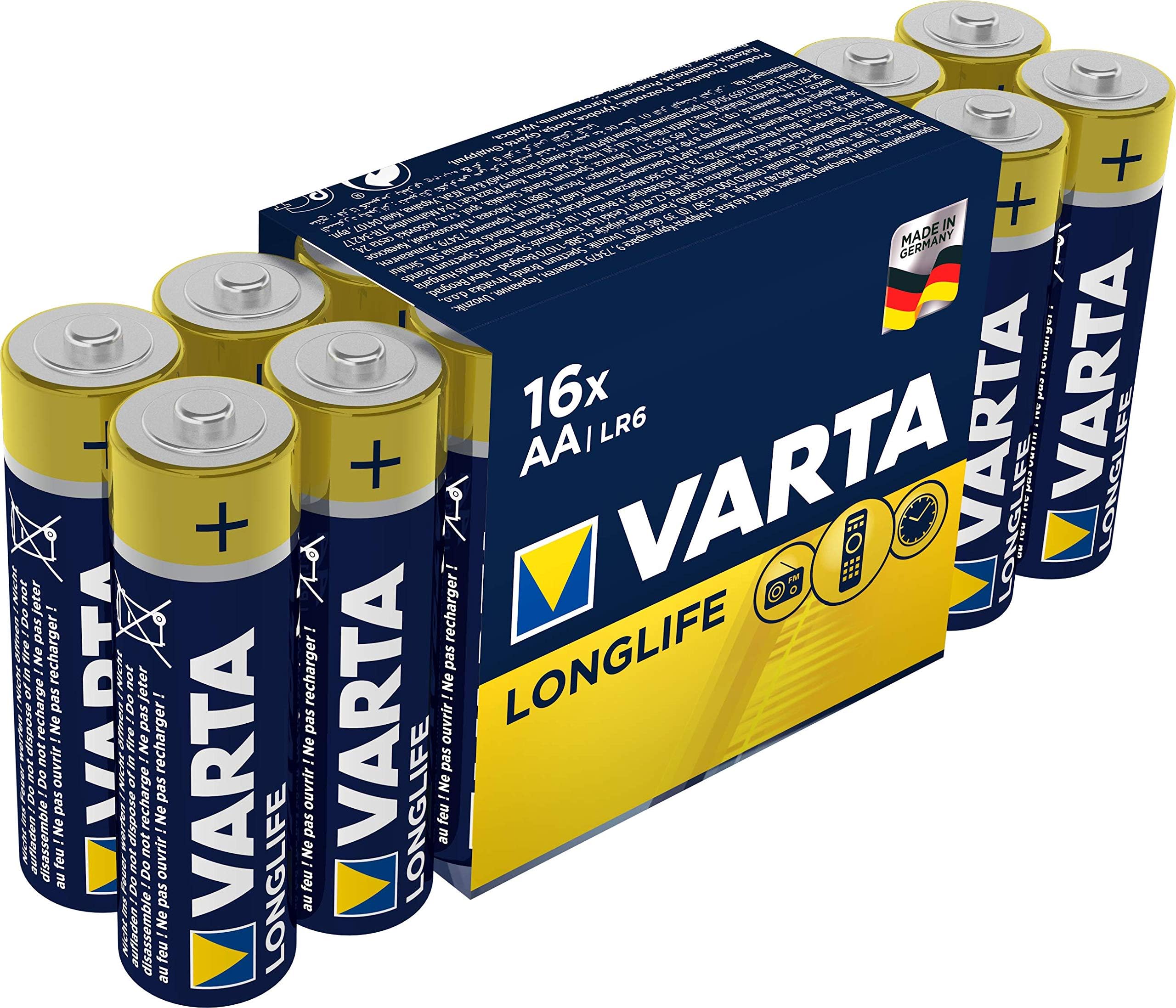 Varta Longlife AA (LR6) Batteries Alkaline Pack of 16: Amazon.co.uk ...