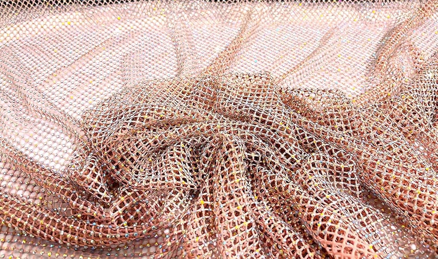 Amazon.com: Prime Fabric, Four Way Stretch Sheer Pink Mesh Fabric with ...
