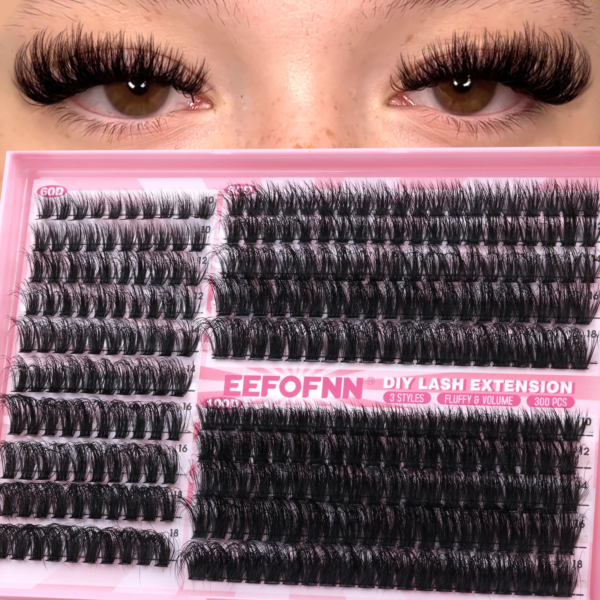 Amazon.com: Eefofnn Fluffy Lash Clusters 60D+80D+100D Eyelash Clusters ...