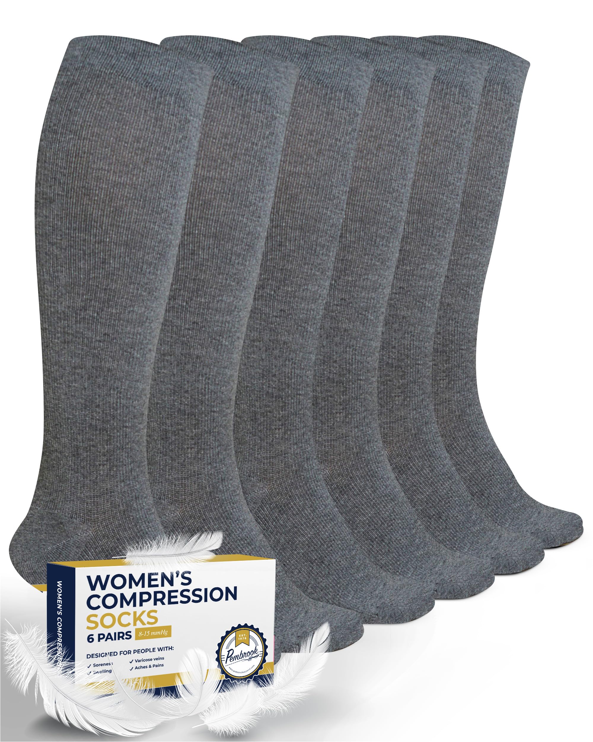 Snapklik.com : Pembrook Light Compression Socks For Women - 6 Pairs ...