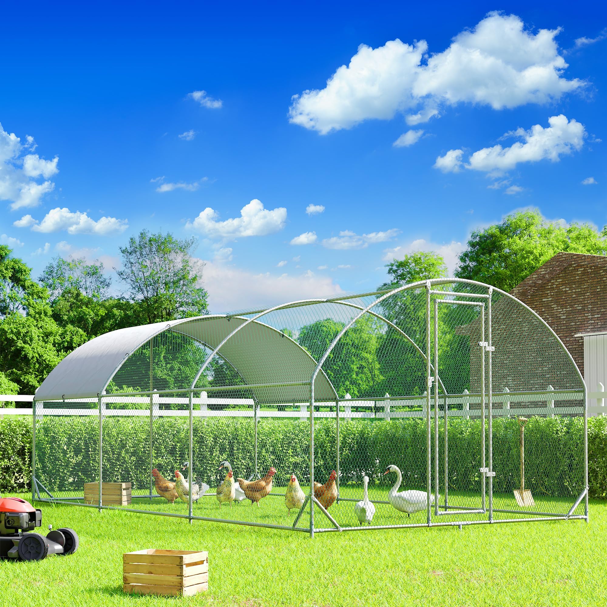 Amazon.com: Cirui Large Metal Chicken Coop with Waterproof Cover 13.1L ...