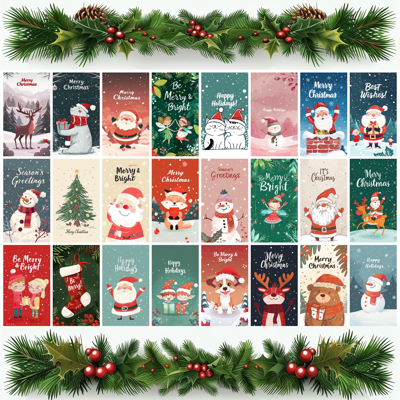 Amazon.com : 24 Christmas Greeting Card Assortment with Envelopes and ...