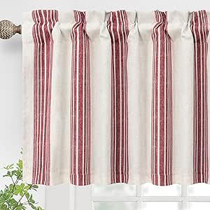 Amazon.com: DriftAway Chris Linen Lined Valance Double Layer Thermal ...