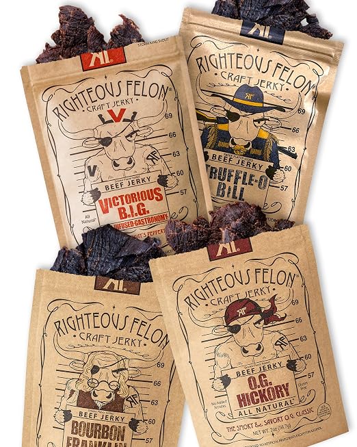Amazon.com: Righteous Felon Beef Jerky | All-Natural Jerky - Locally ...