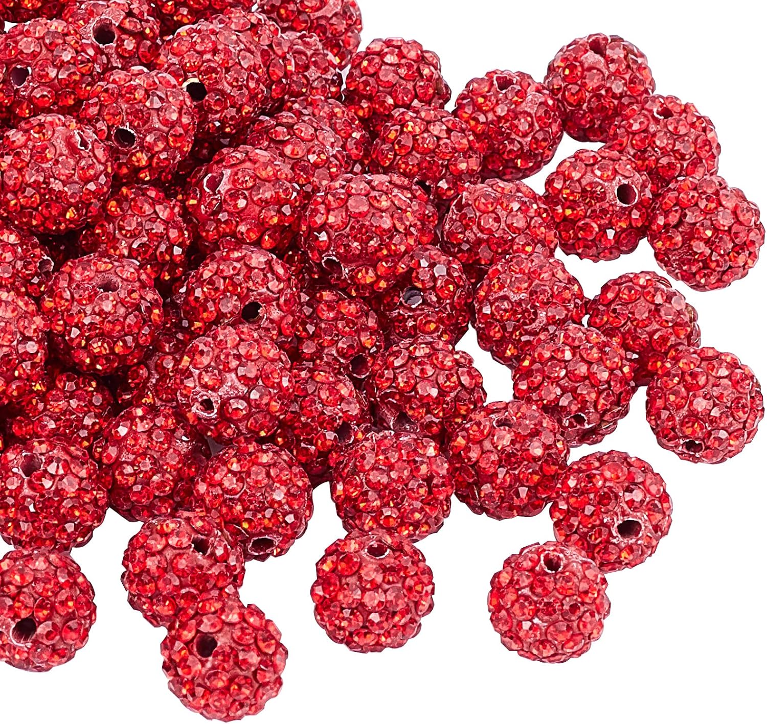 Amazon.com: PH PandaHall About 100pcs 10mm Red Rhinestone Beads Red ...