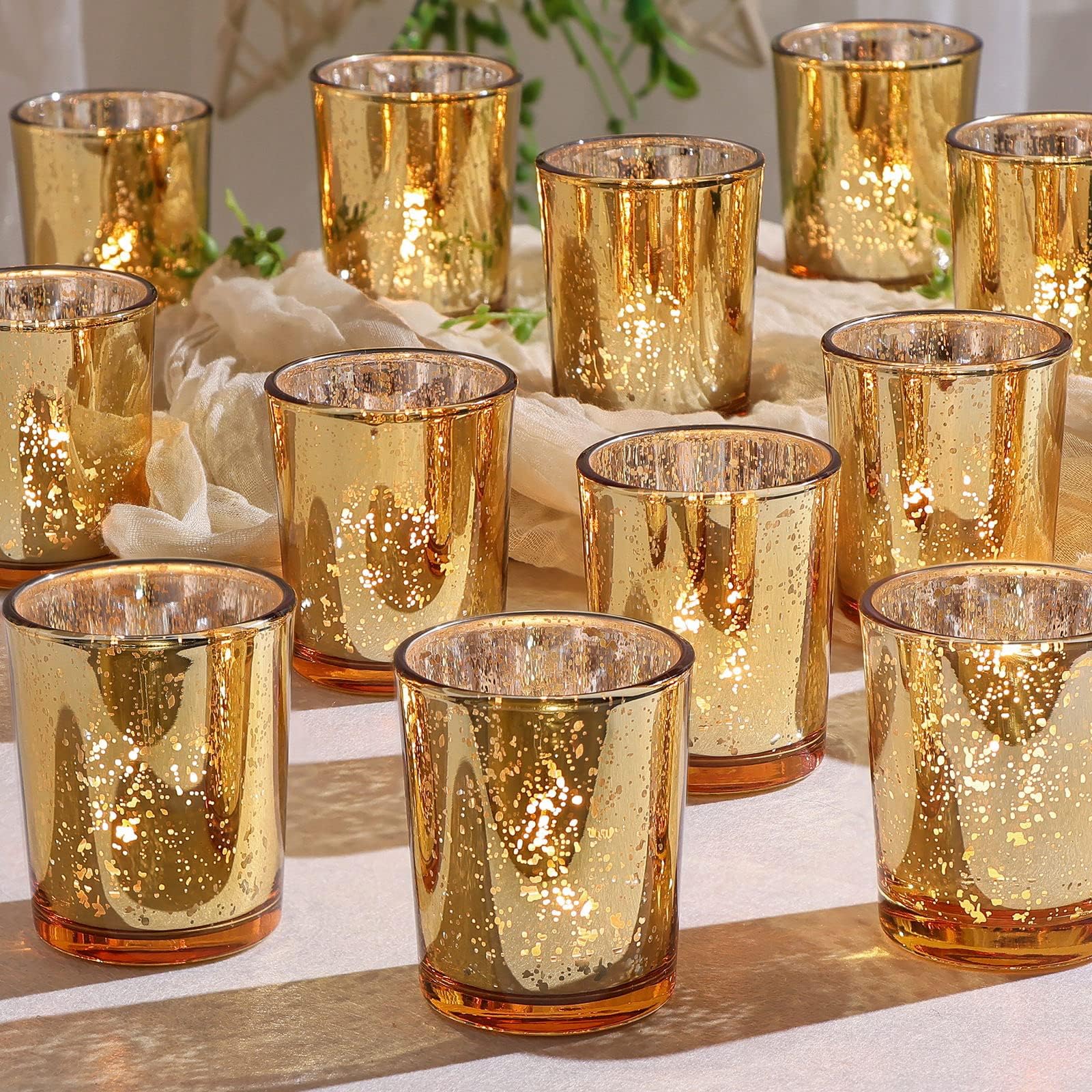 Amazon.com: 36 pcs Gold Votive Candle Holders & 36pcs Bowl Votive ...