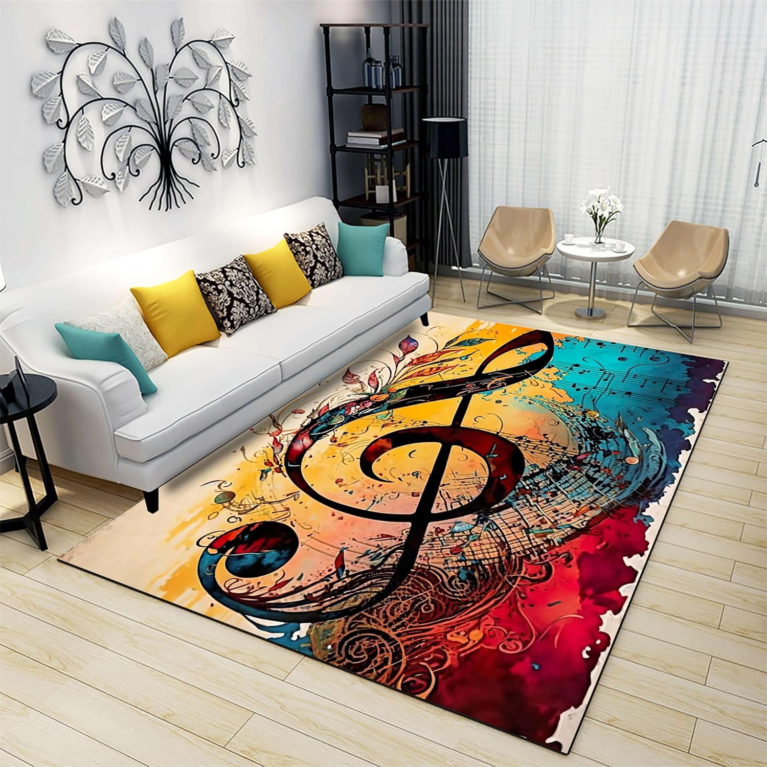 Amazon.com: EXINBU Retro Area Rug 3x5ft Funny Vintage Colorful Music ...