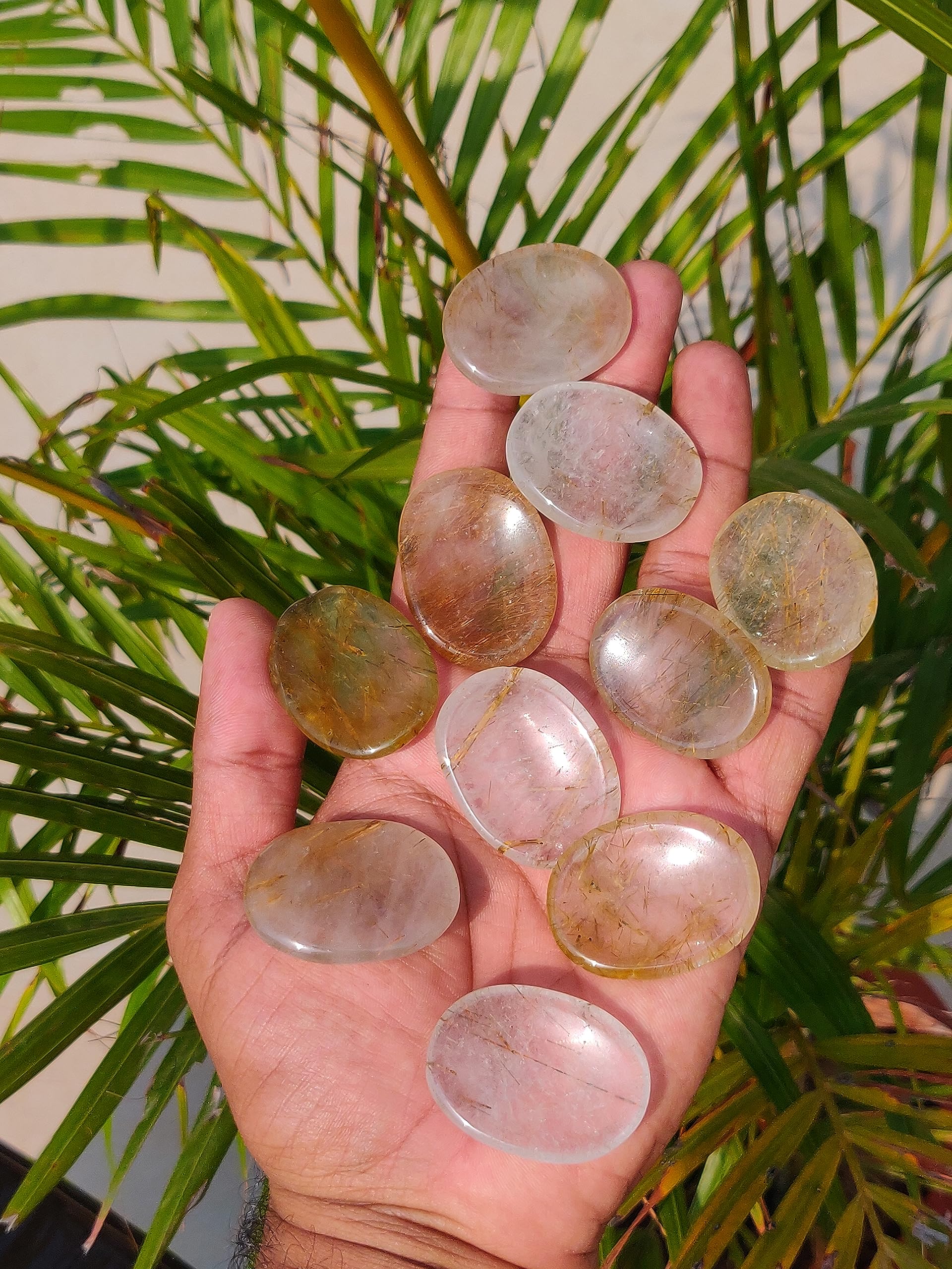 Snapklik.com : Multi Rutile Crystal Chakra Thumb Worry Stone Teardrop ...