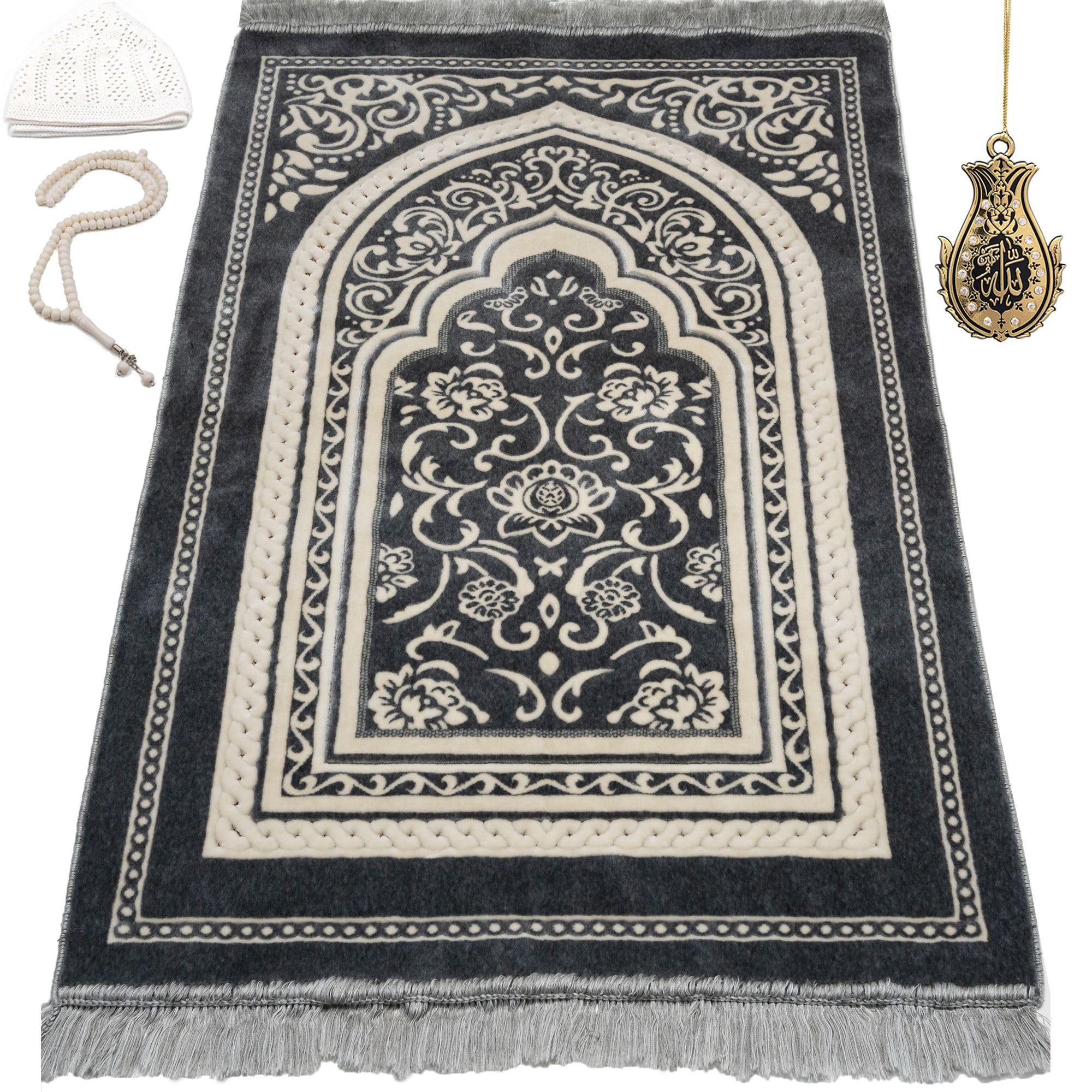 Amazon.com: Modefa Turkish Islamic Velvet Prayer Rug - Thick & Wide ...