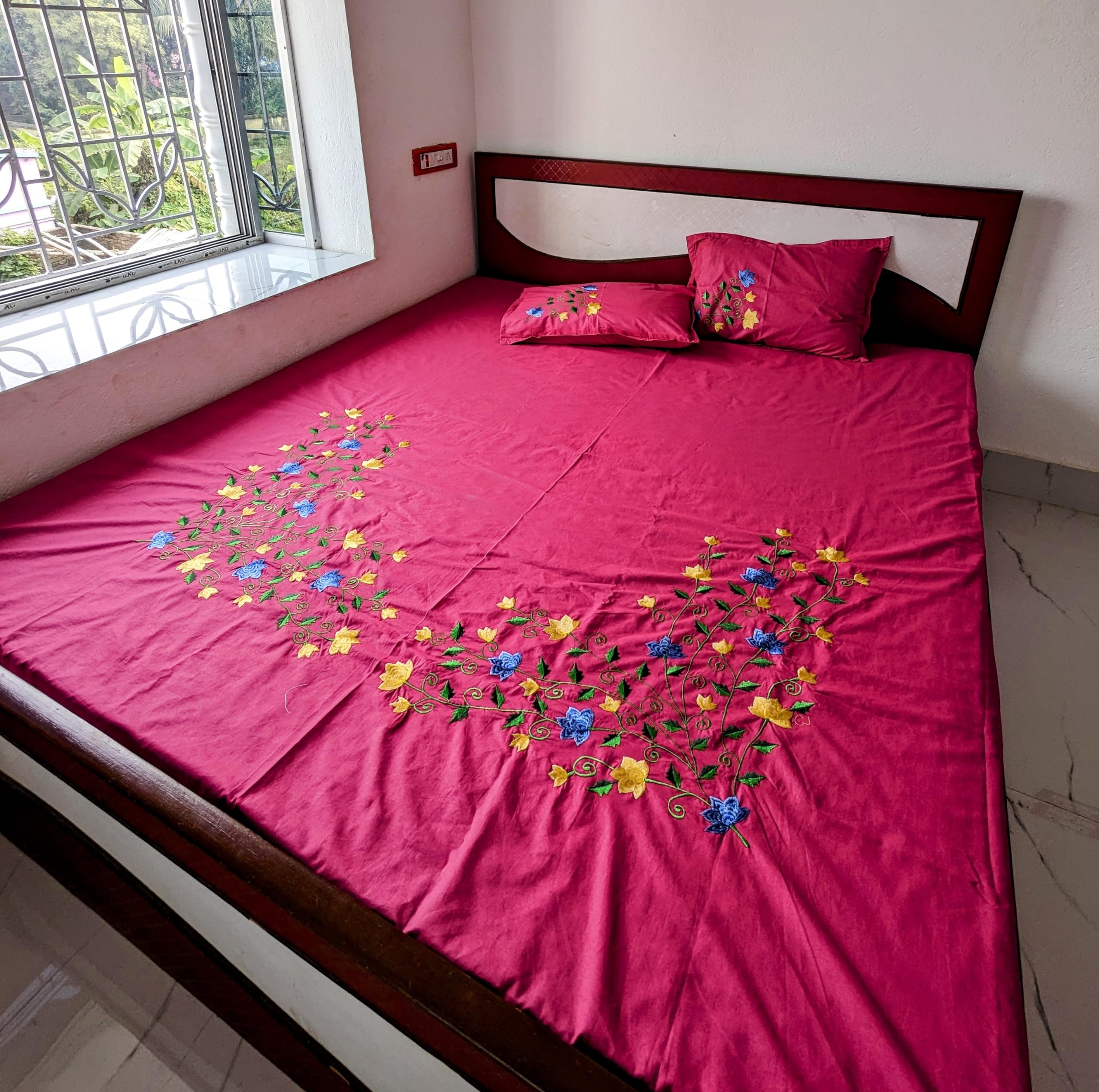 Hand Embroidery Bed Sheet Designs