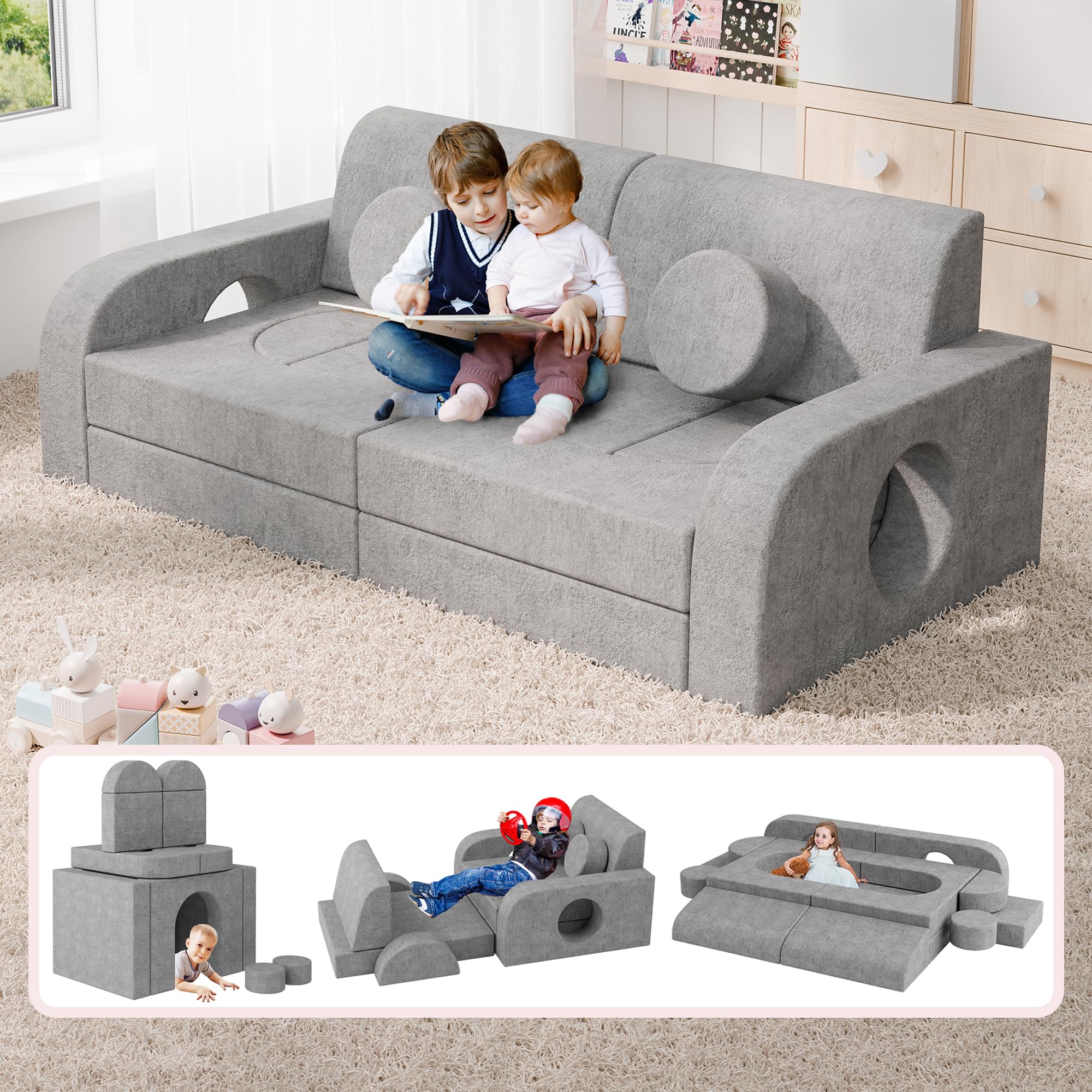 Amazon.com: Betterhood 14pcs Modular Kids Play Couch, 1000+DIY ...