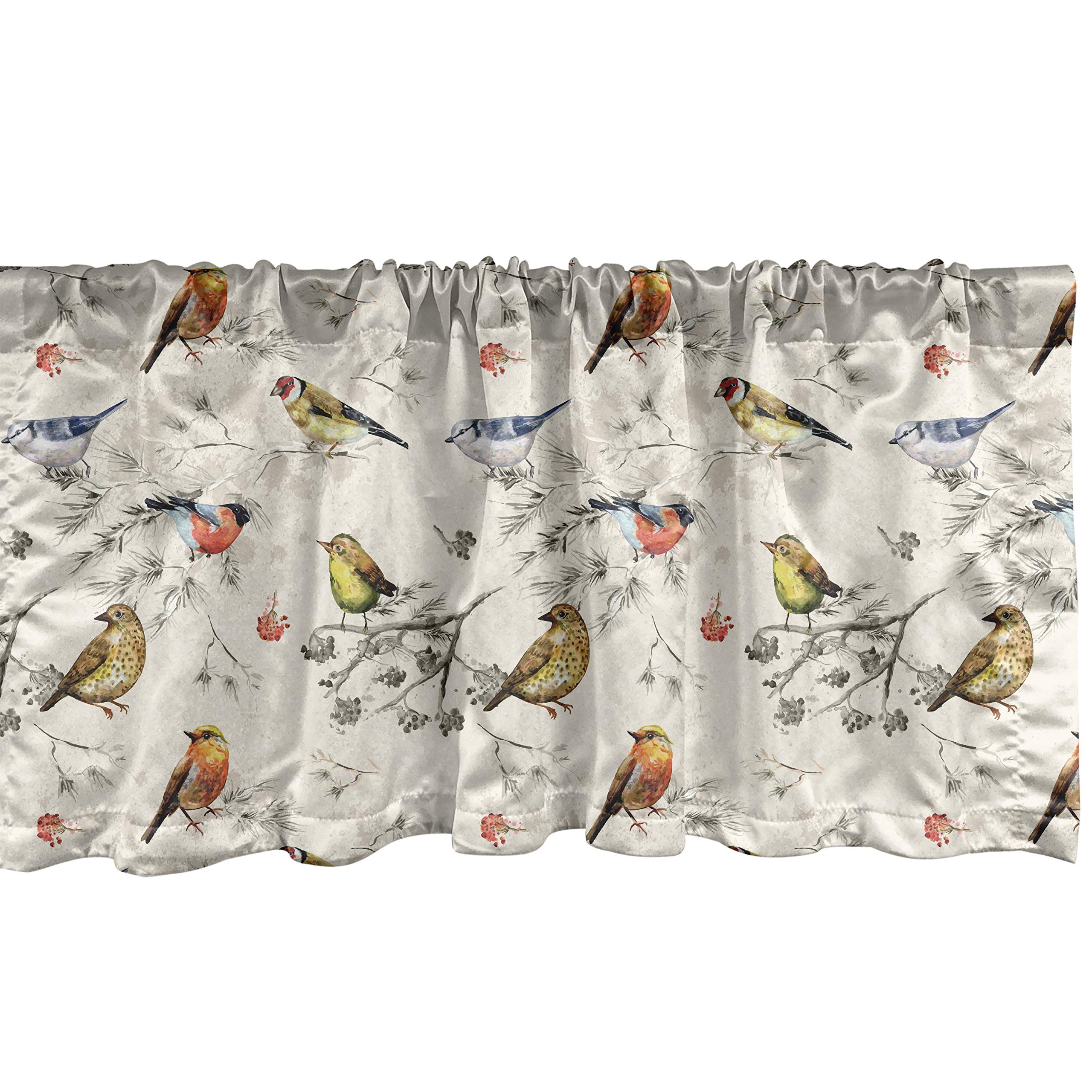 Amazon.com: Lunarable Birds Window Valance, Watercolor Style Little ...