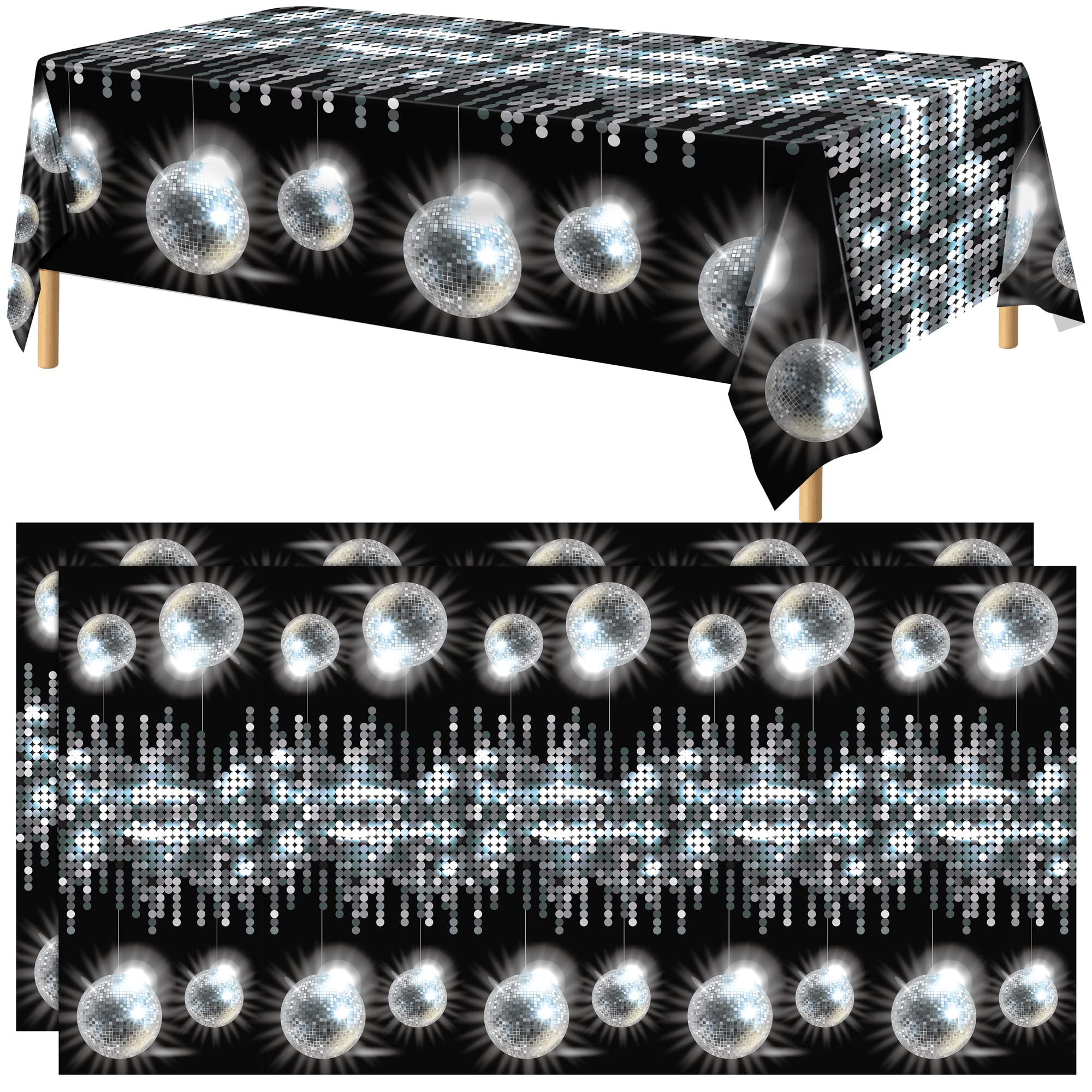 Amazon.com: durony 2 Pieces Silver Disco Party Tablecloth 54 x 108 Inch ...